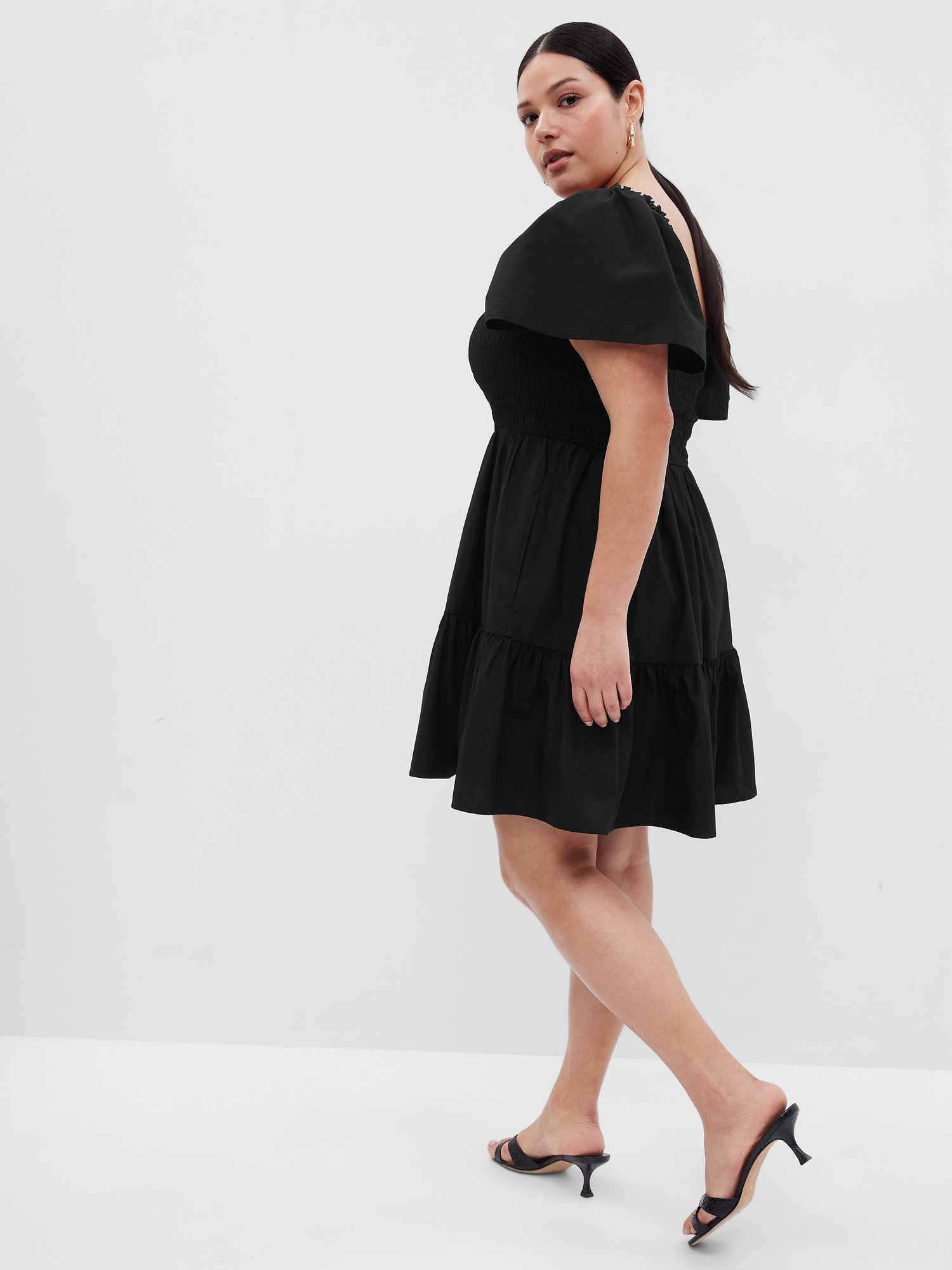 Flutter Sleeve Smocked Mini Dress Gap