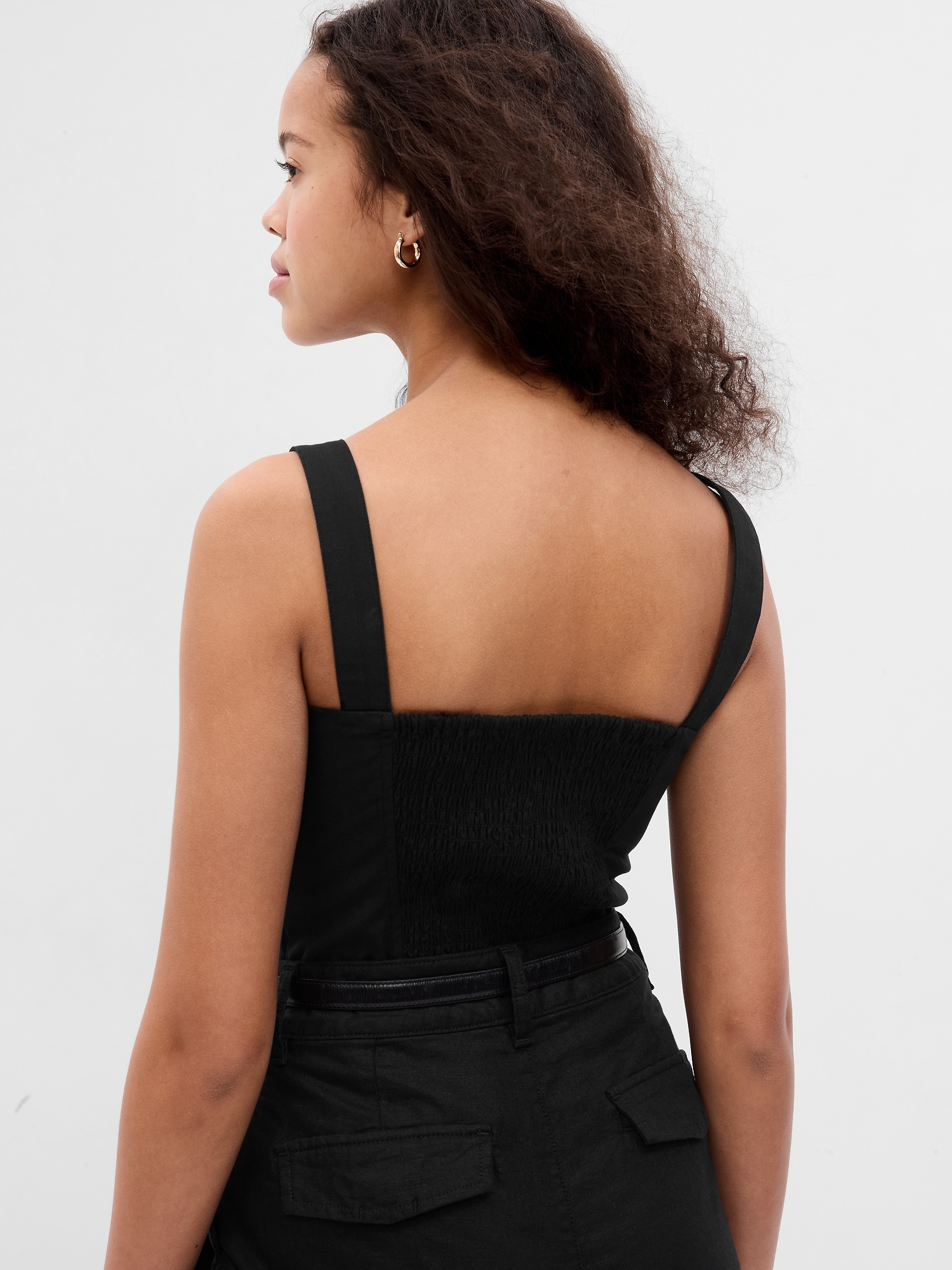 Linen-Blend Corset Tank Top | Gap