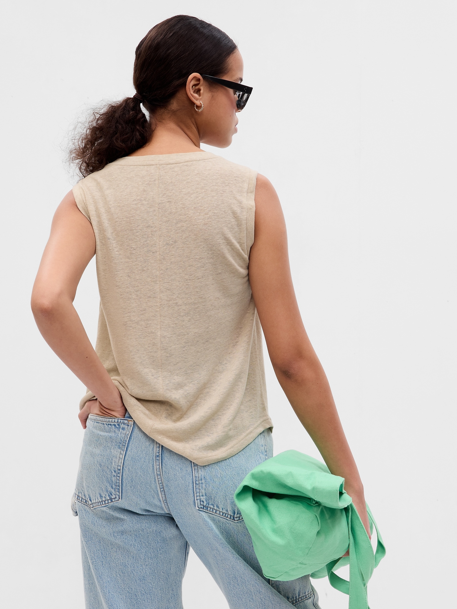 Linen-Blend Shell Tank Top | Gap