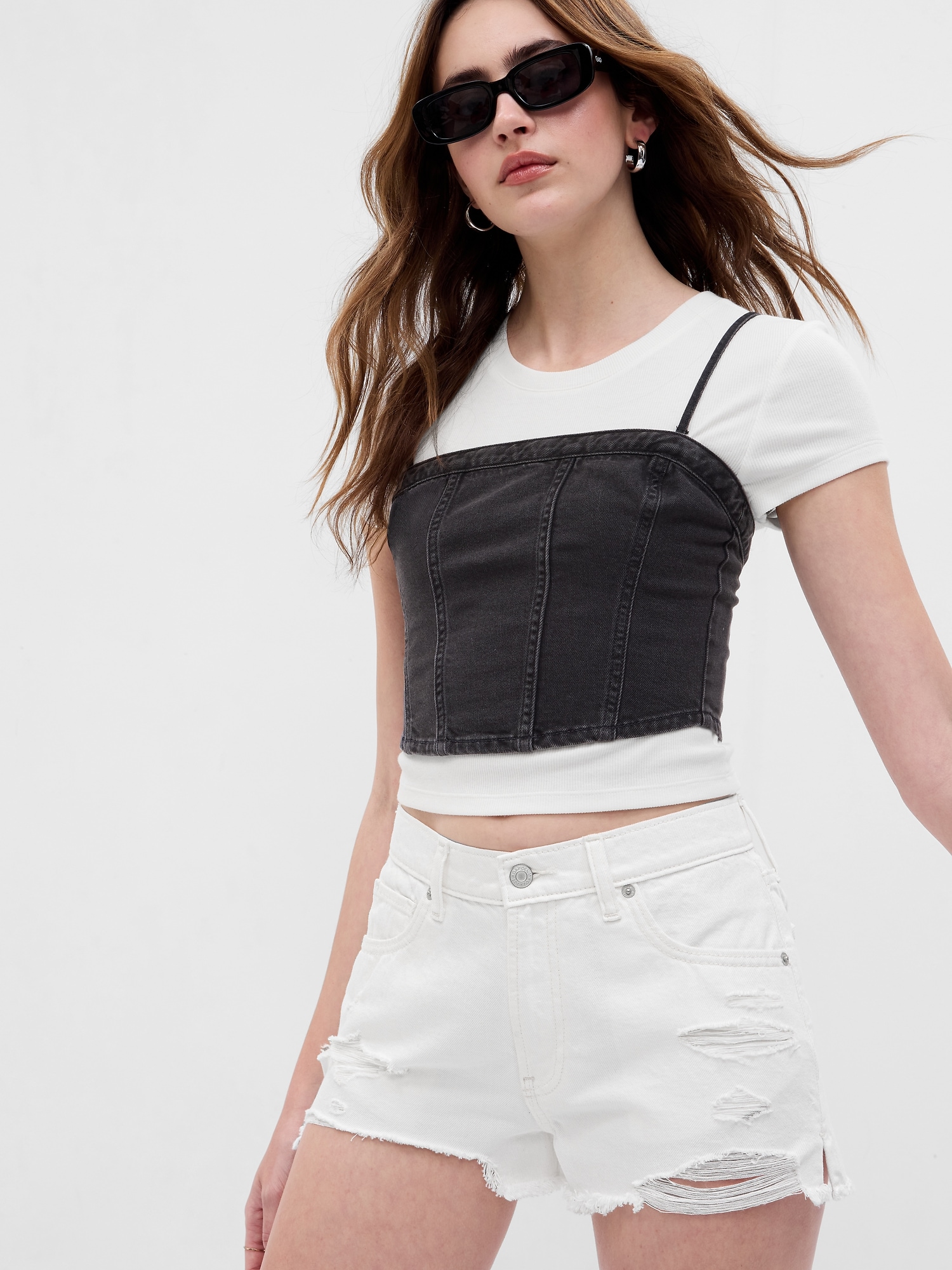 Low Rise Denim Beach Shorts | Gap