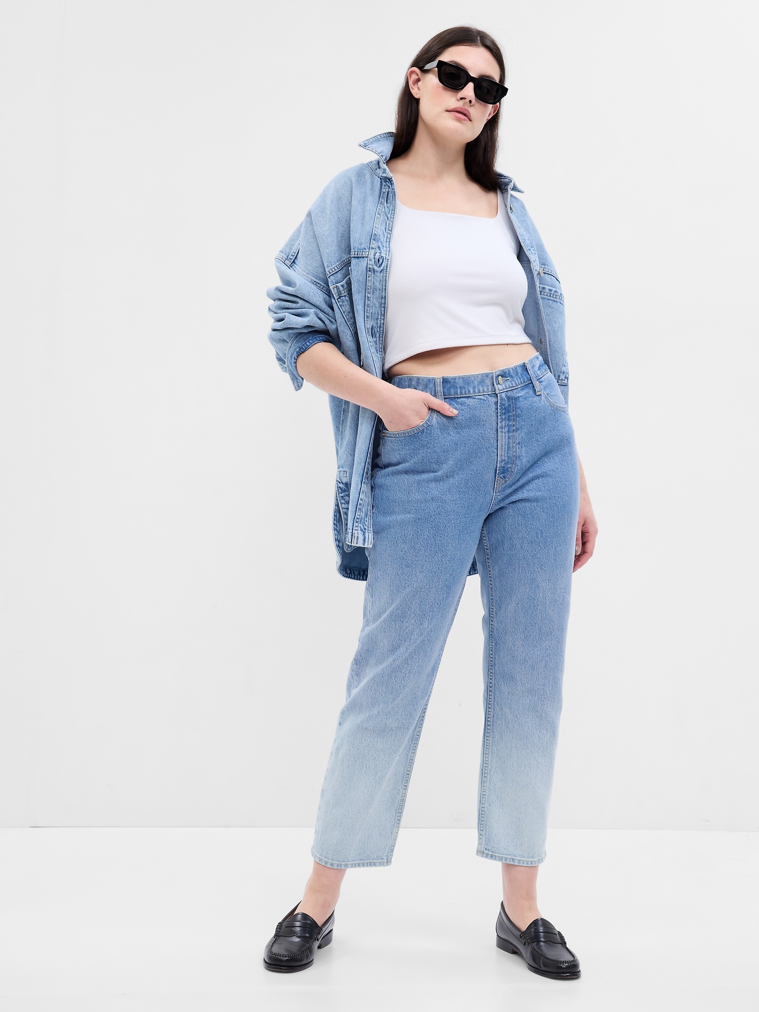 High Rise Ombre Cheeky Straight Jeans with Washwell | Gap
