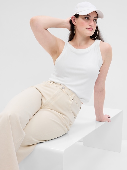 Mini Rib Cropped Halter Tank Top | Gap