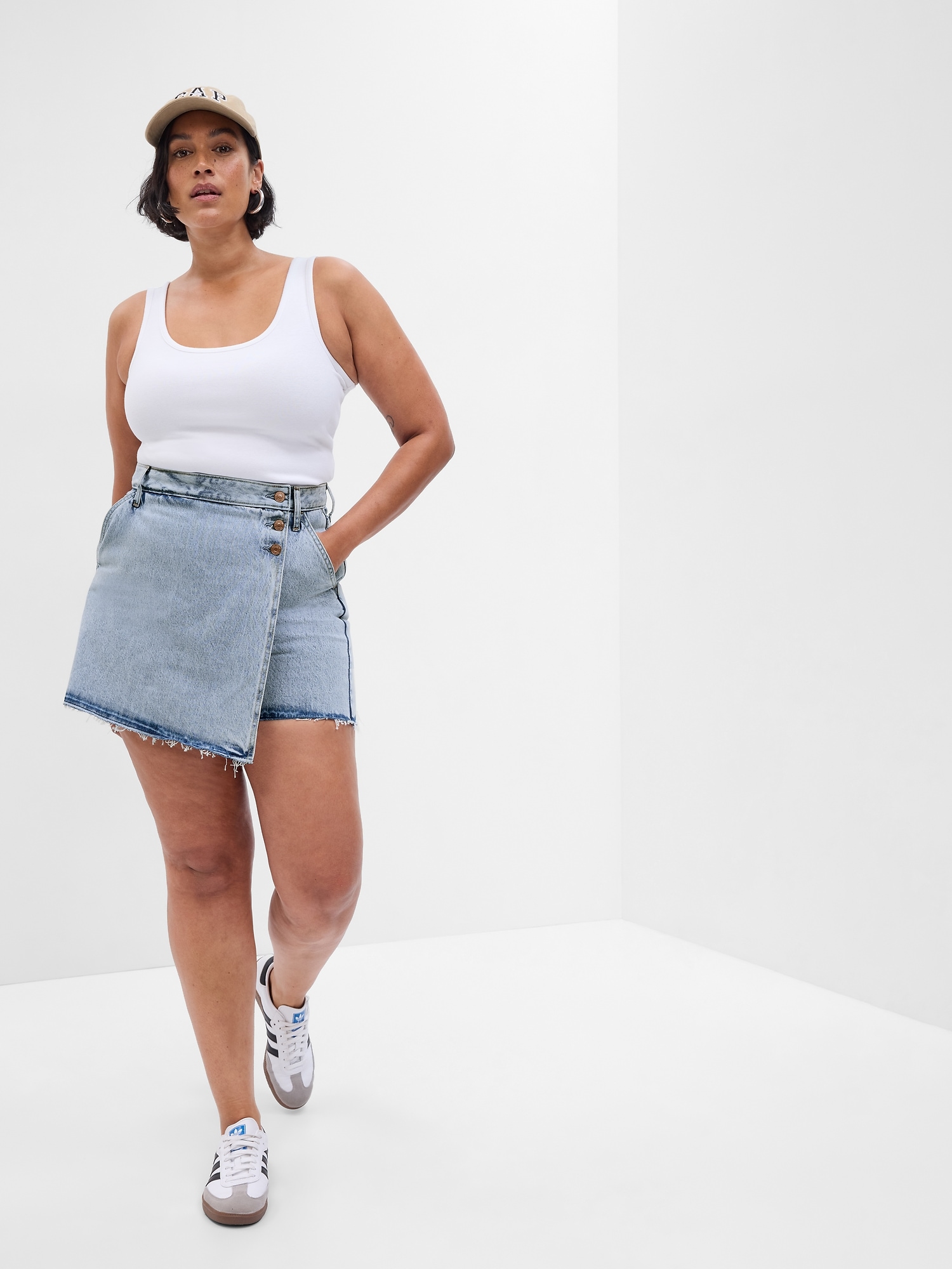 Asymmetrical Denim Mini Skort | Gap