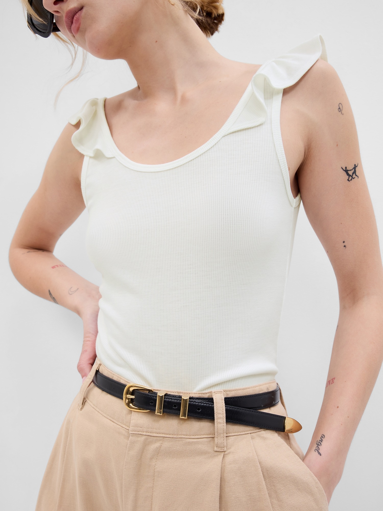 Mini Rib Flutter Tank Top | Gap