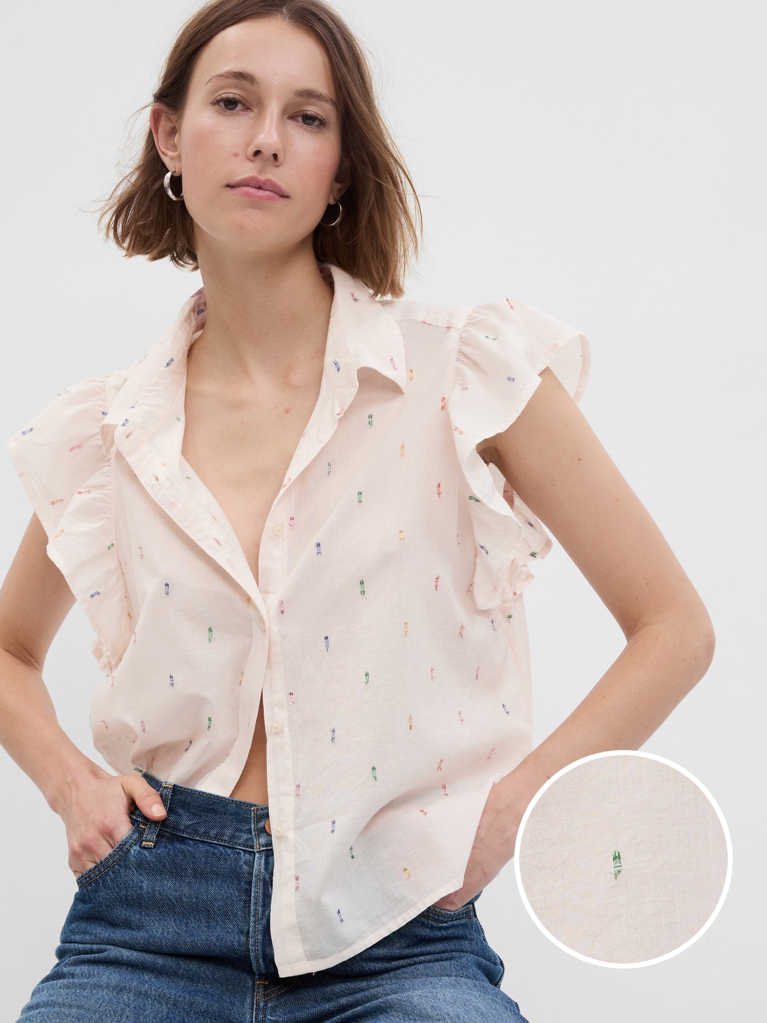 Ruffle Sleeve Cropped Shirt | Gap