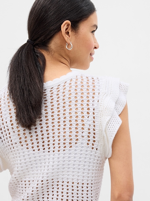 Flutter Sleeve Crochet Sweater | Gap