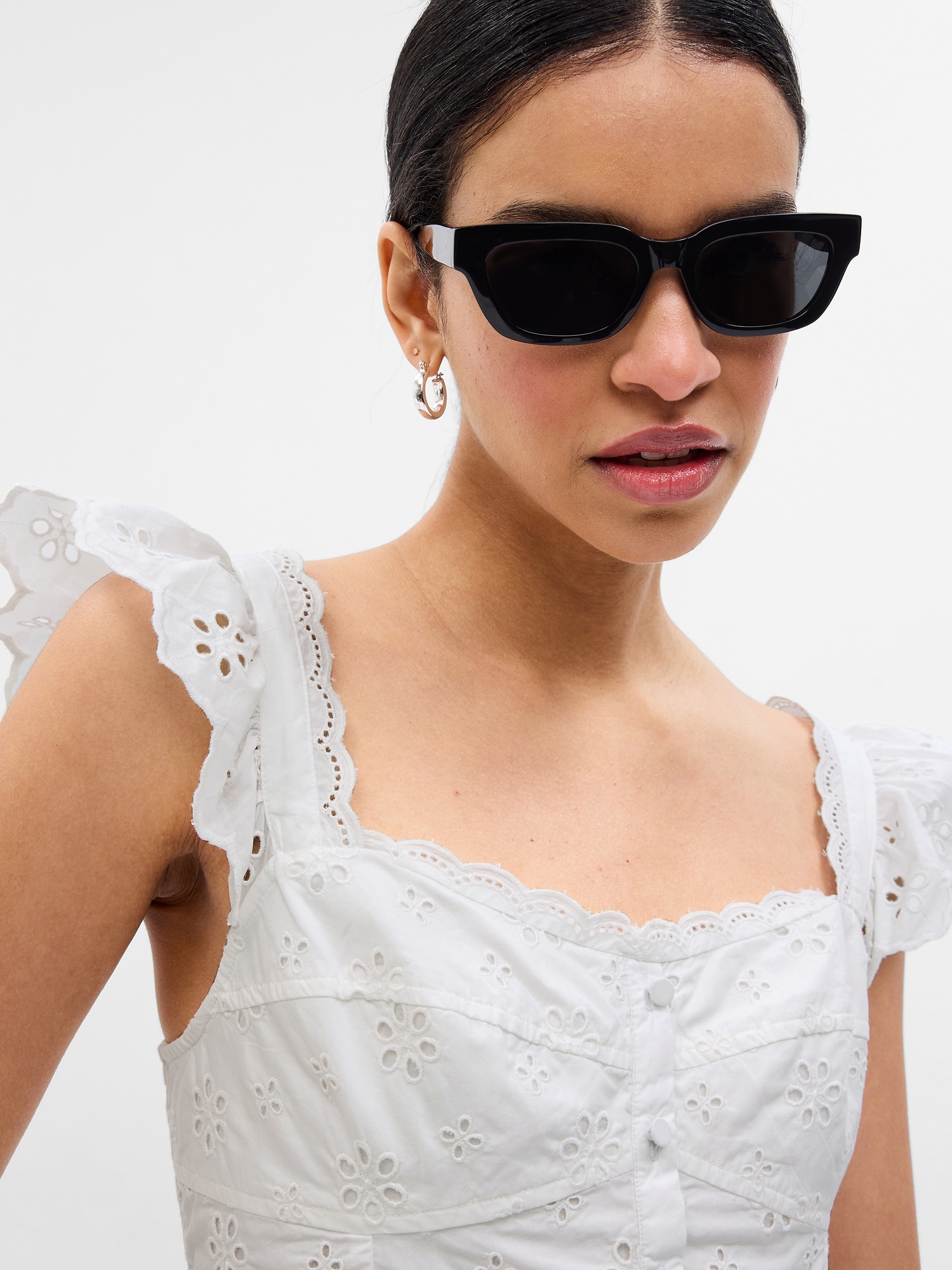 Eyelet Corset Peplum Top | Gap