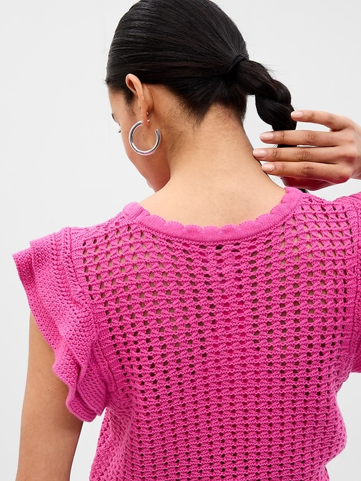 Flutter Sleeve Crochet Sweater | Gap