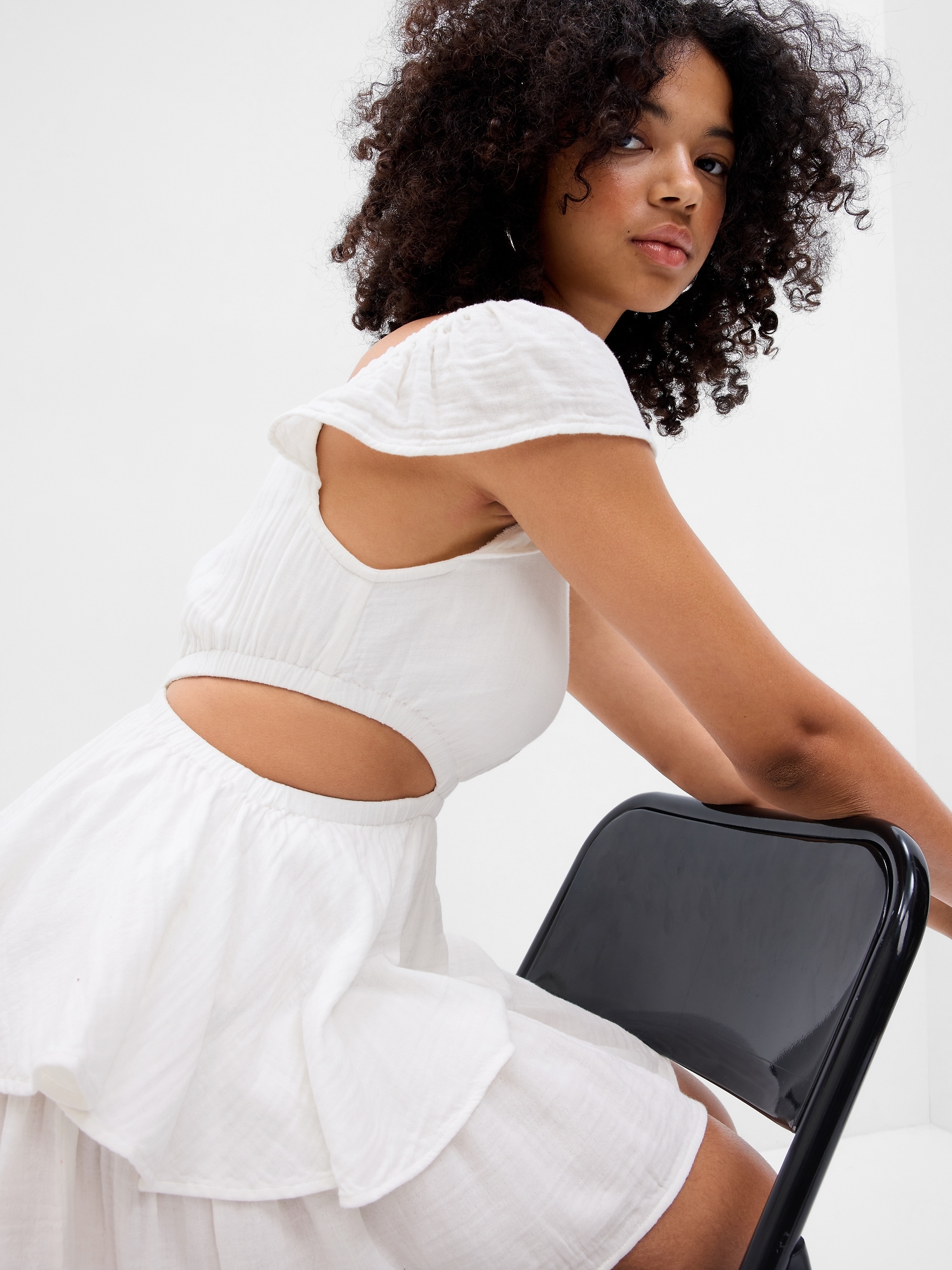 Side Cutout Ruffle Hem Mini Dress | Gap