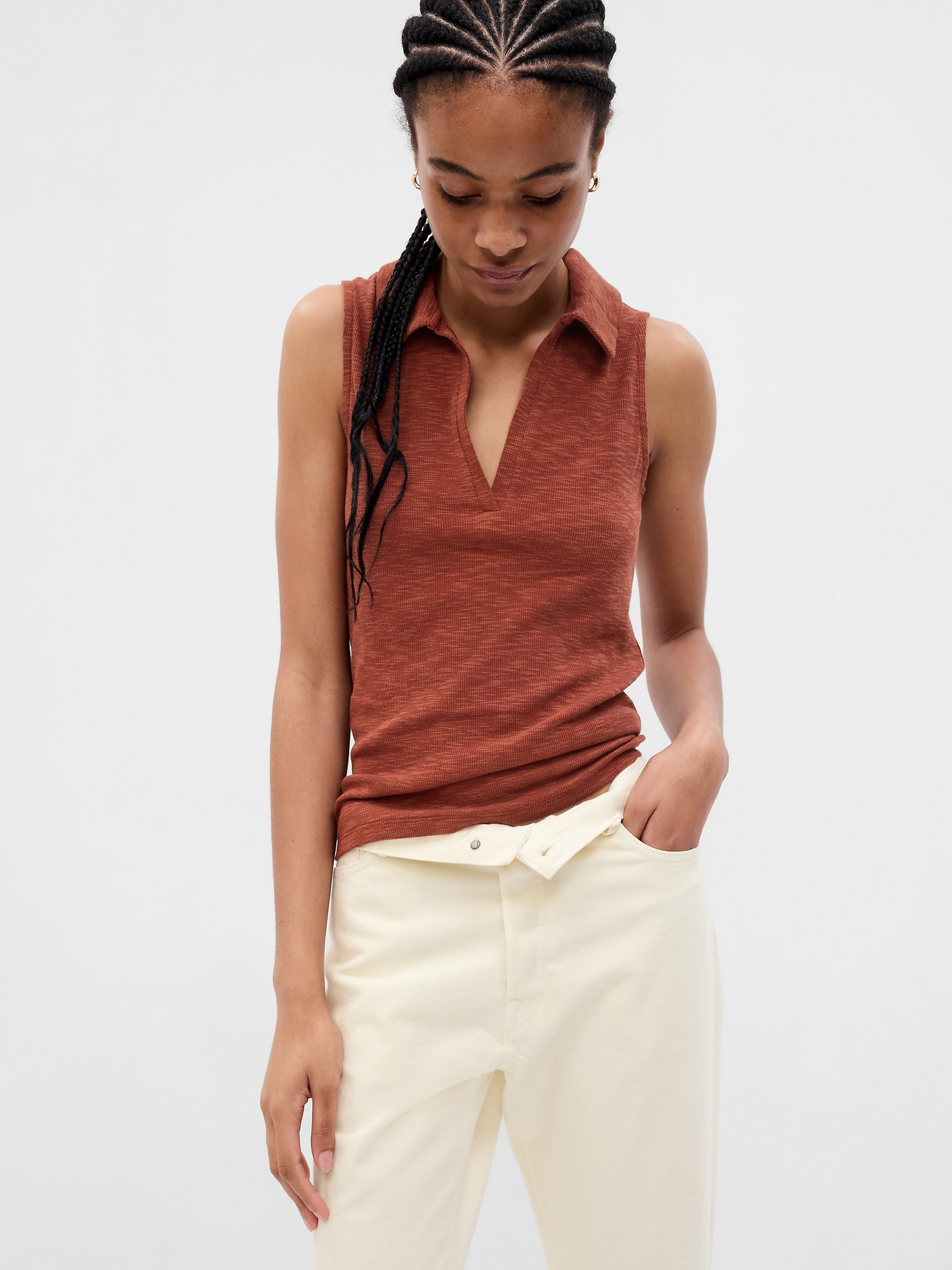 Essential Rib V-Neck Tank Top | Gap