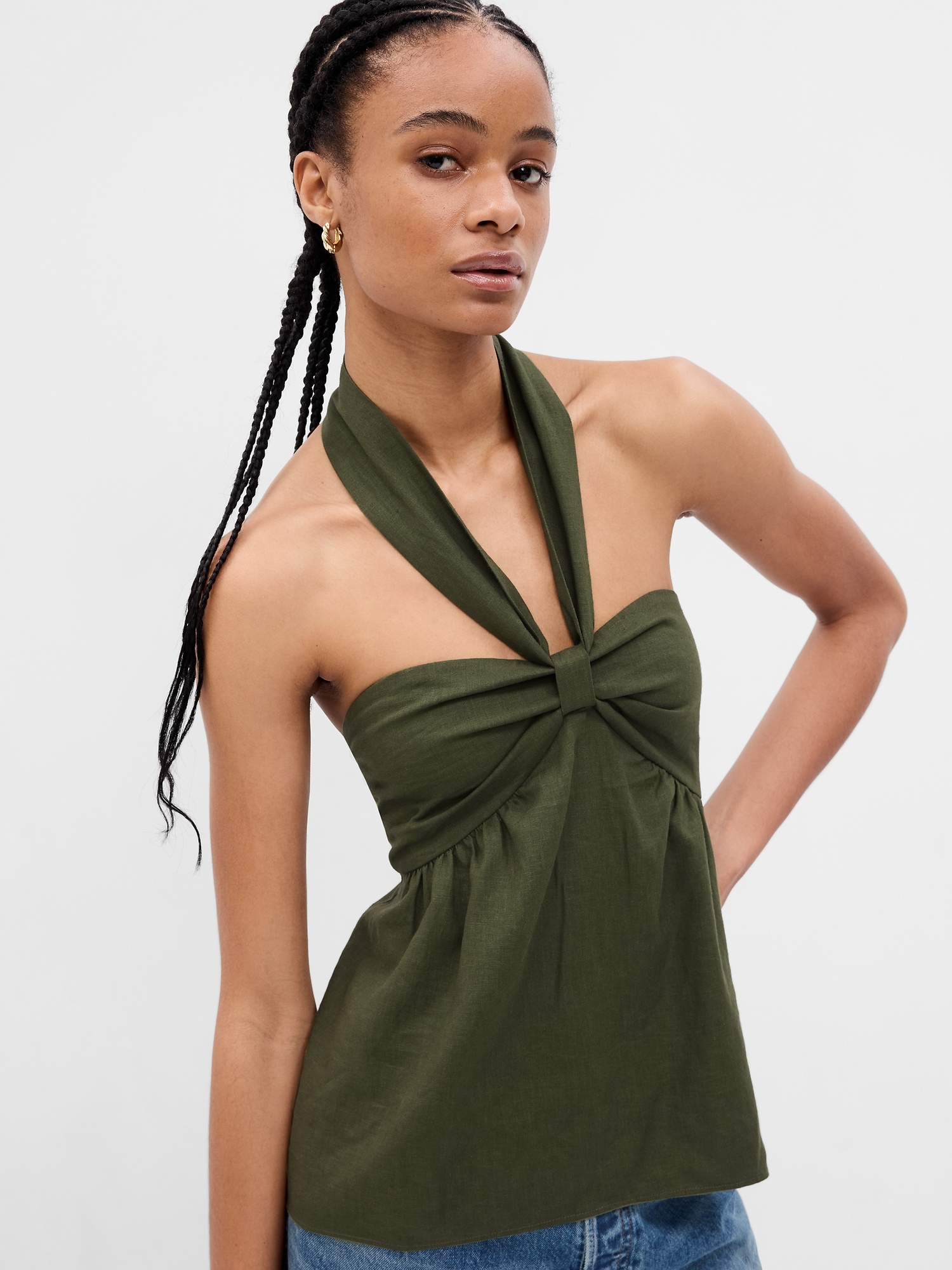 Linen-Blend Halter Top | Gap