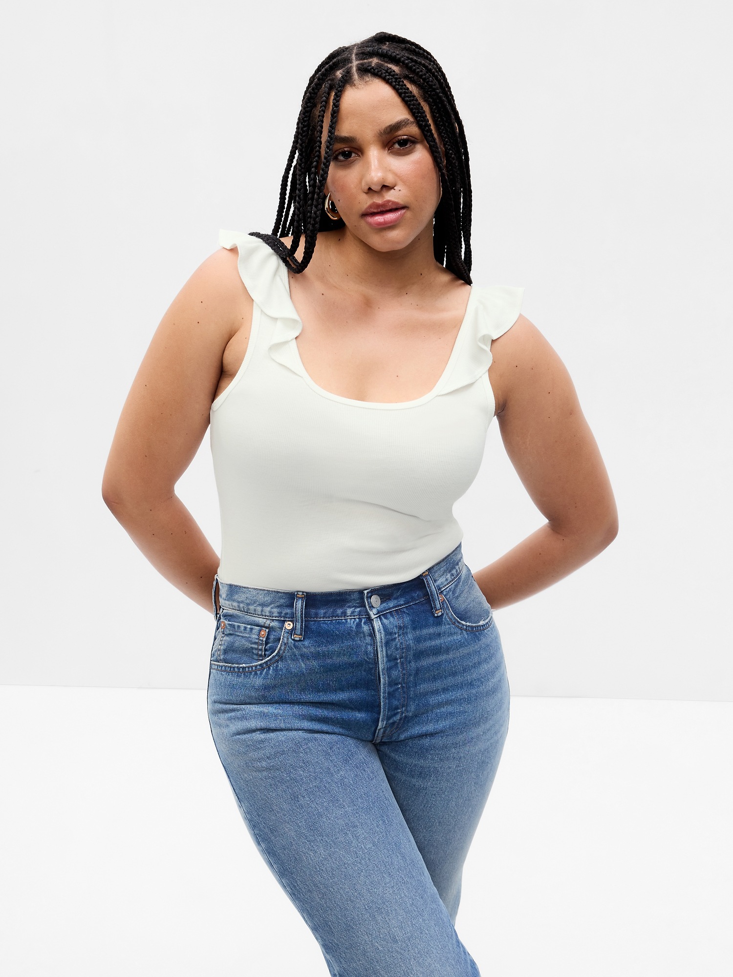 Mini Rib Flutter Tank Top | Gap