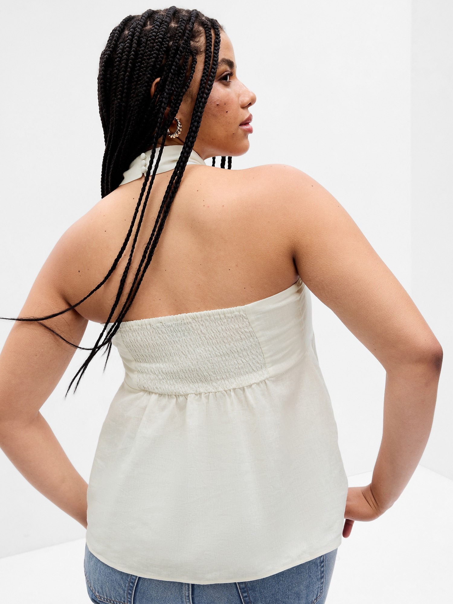 Linen-Blend Halter Top | Gap