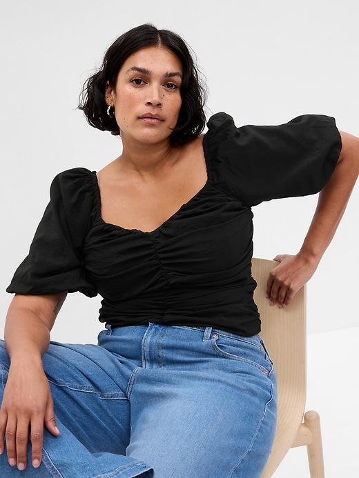 Puff Sleeve Ruched Top | Gap