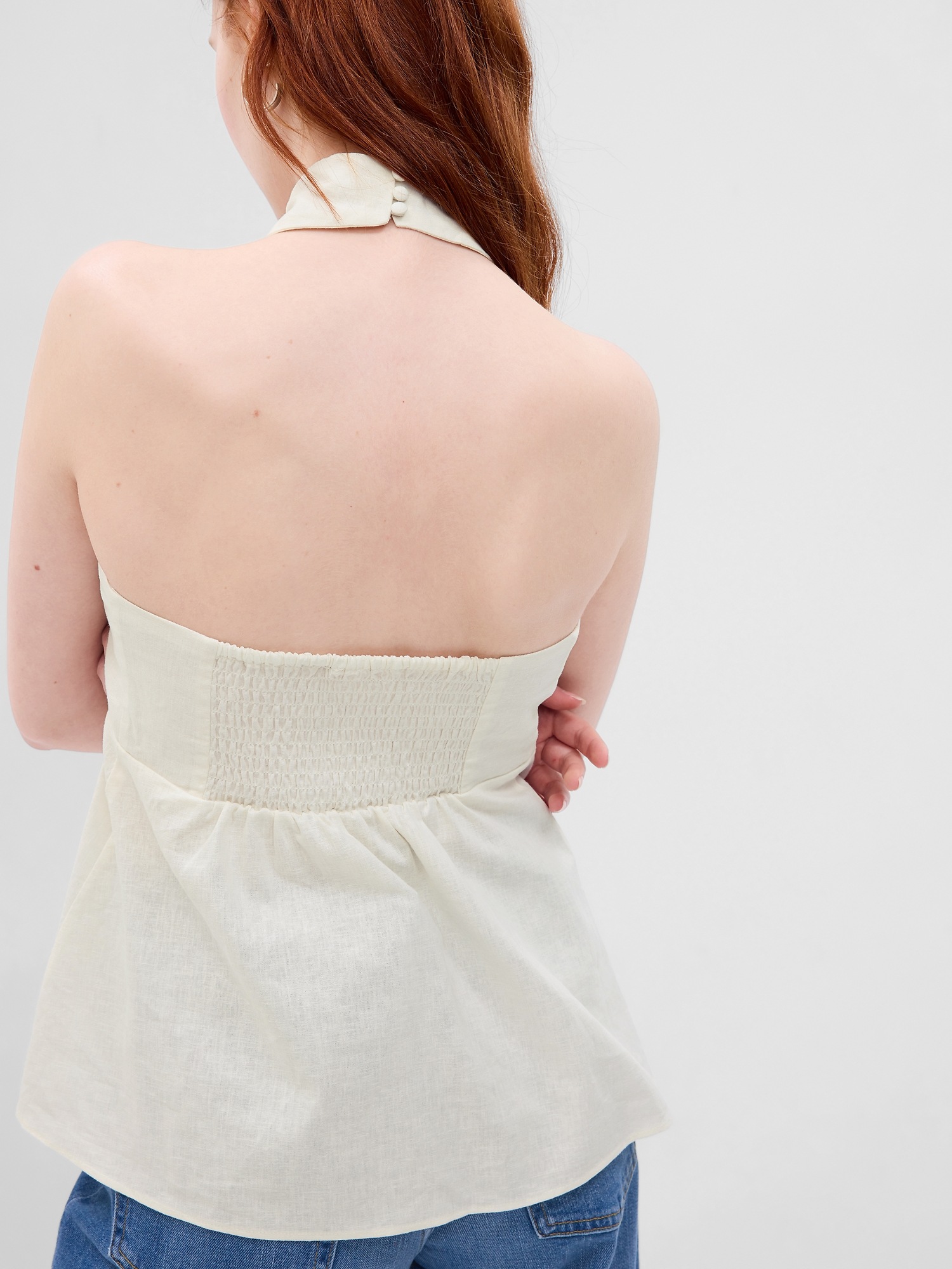 Linen-Blend Halter Top | Gap