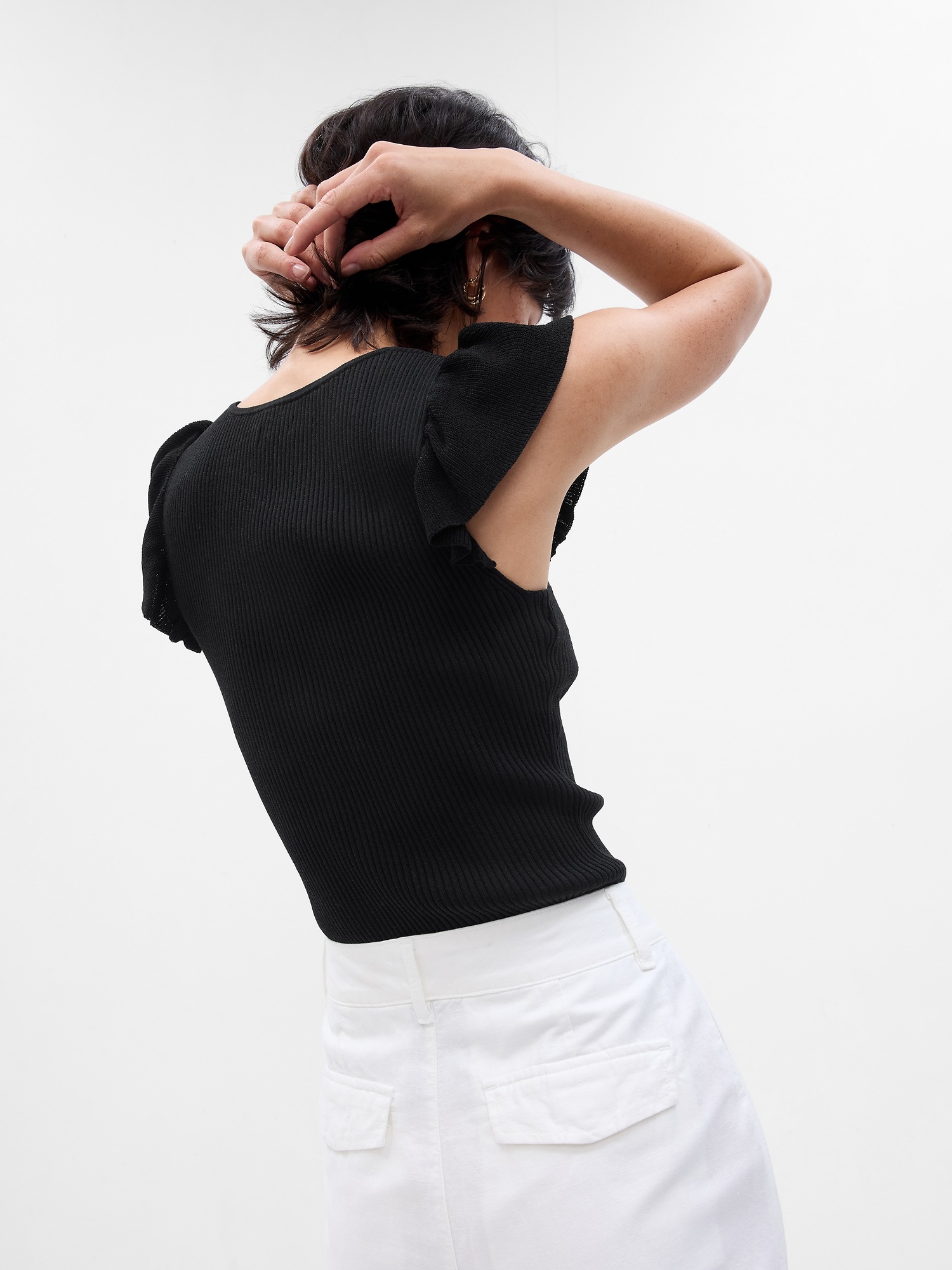 Rib Flutter Sleeve Corset Top | Gap