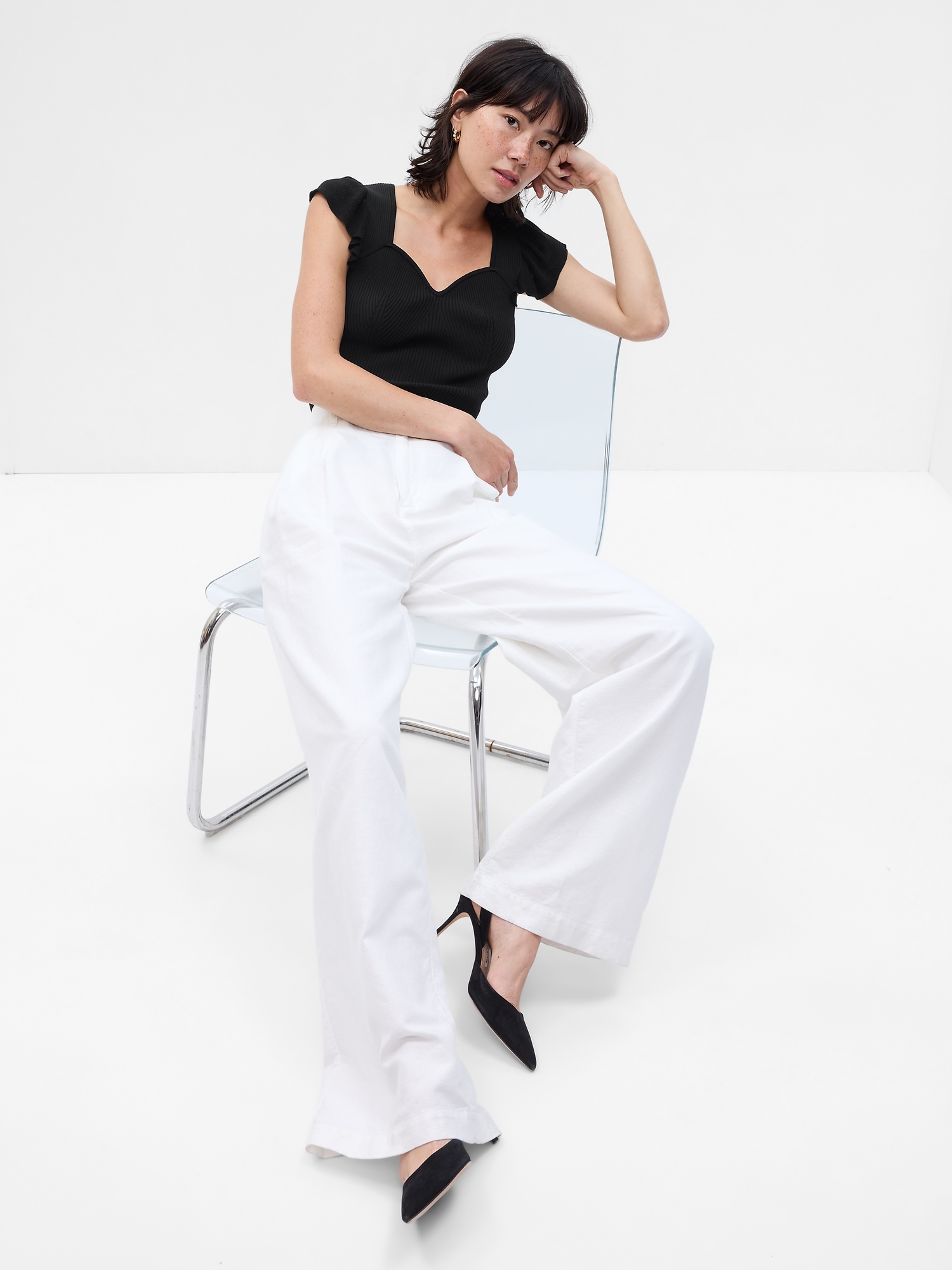 Rib Flutter Sleeve Corset Top | Gap