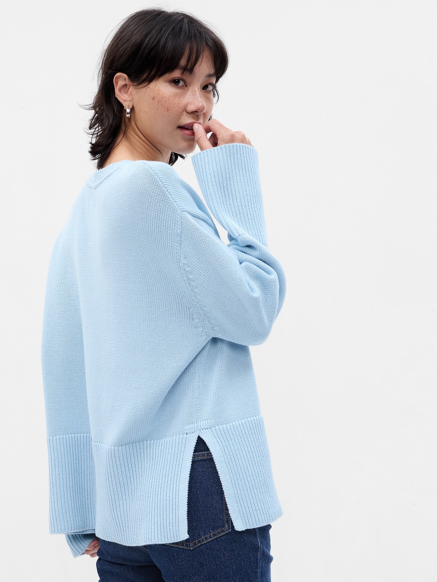 24/7 Split-Hem Crewneck Sweater | Gap