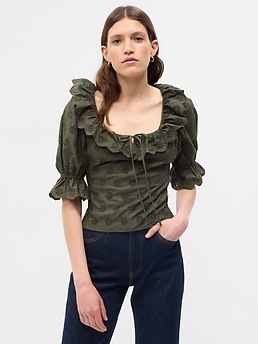 Eyelet Ruffle Top | Gap