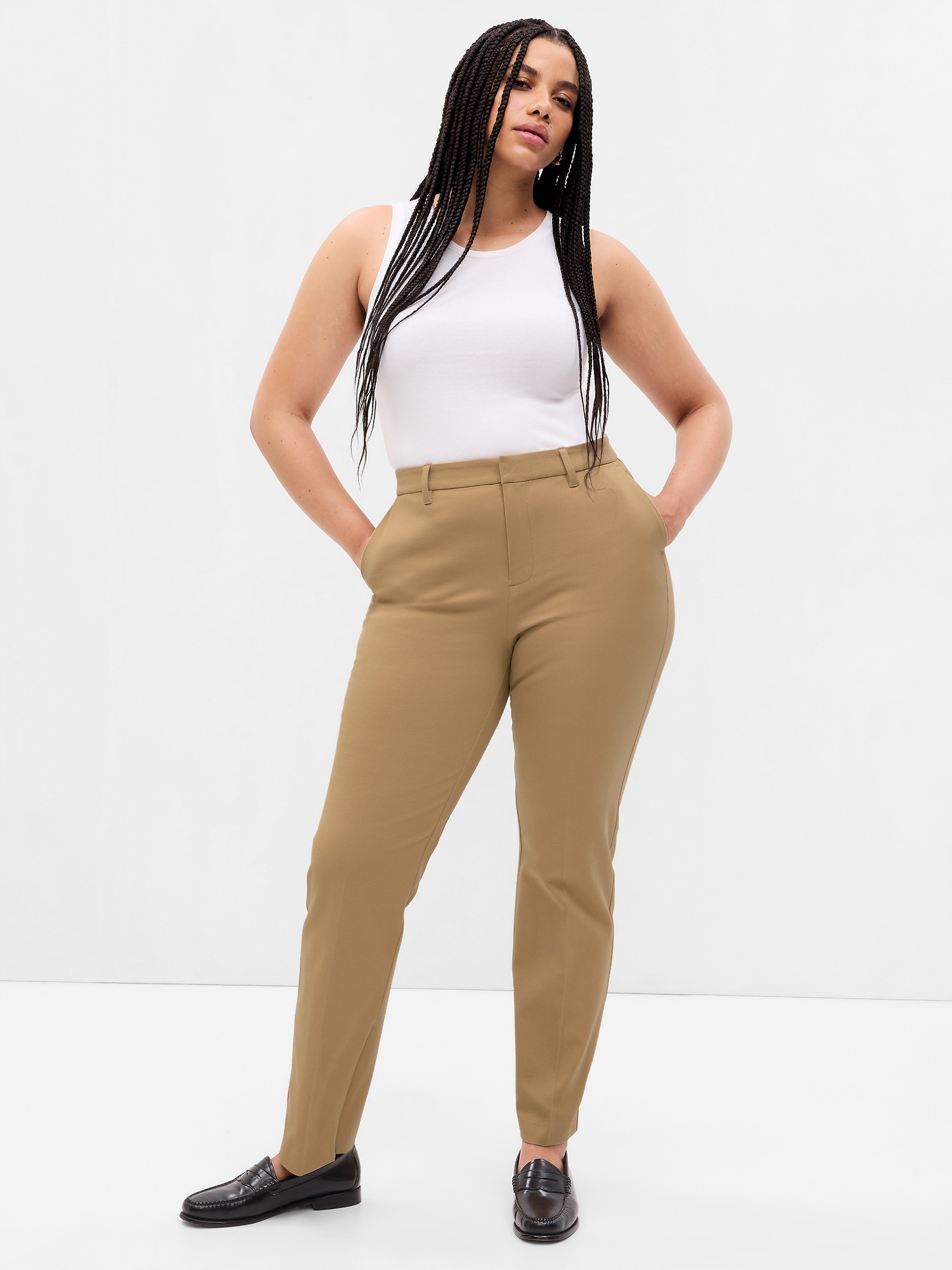 Mid Rise BiStretch Ankle-Zip Slim Pants | Gap