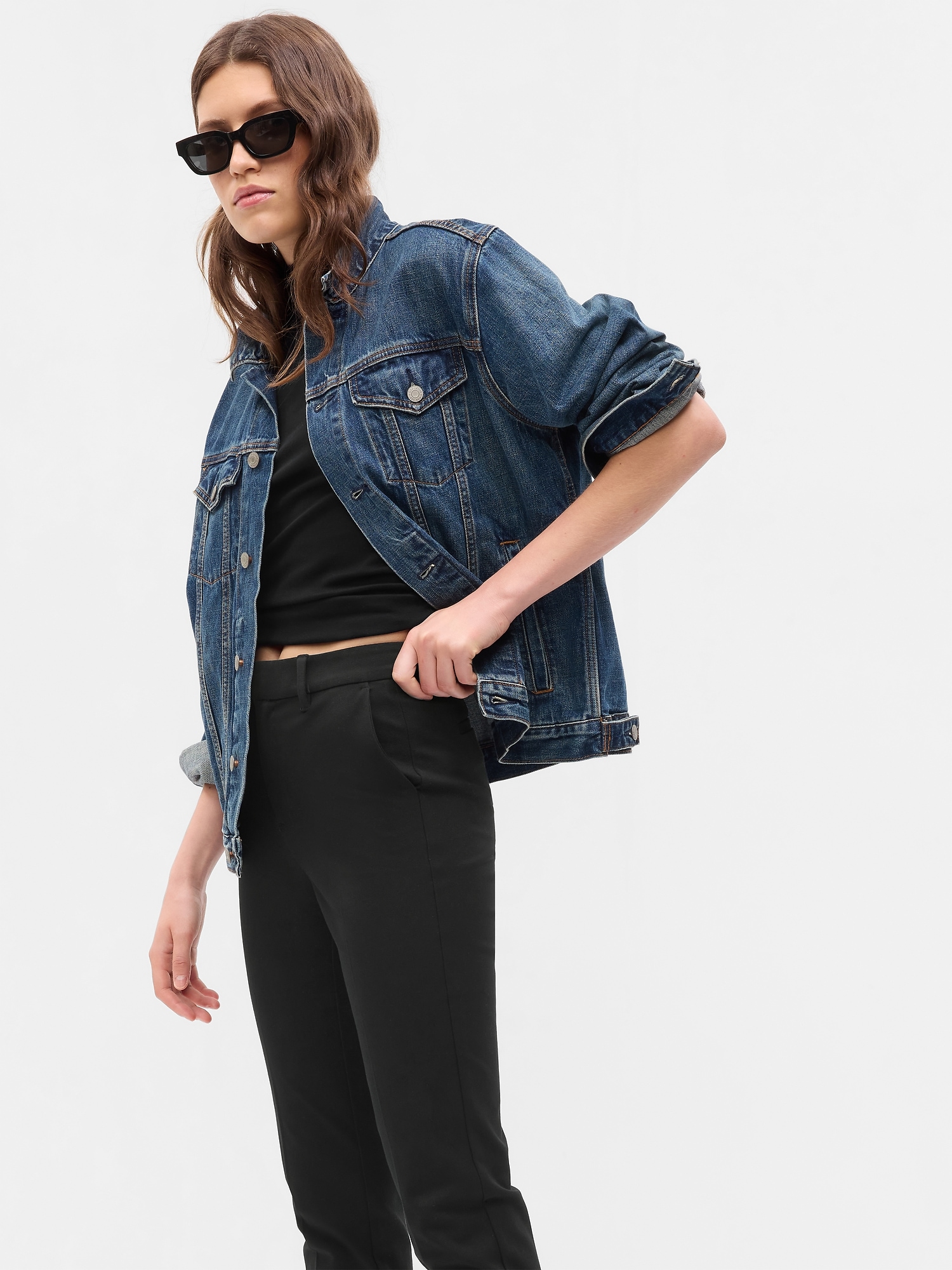 Mid Rise BiStretch Ankle-Zip Slim Pants | Gap