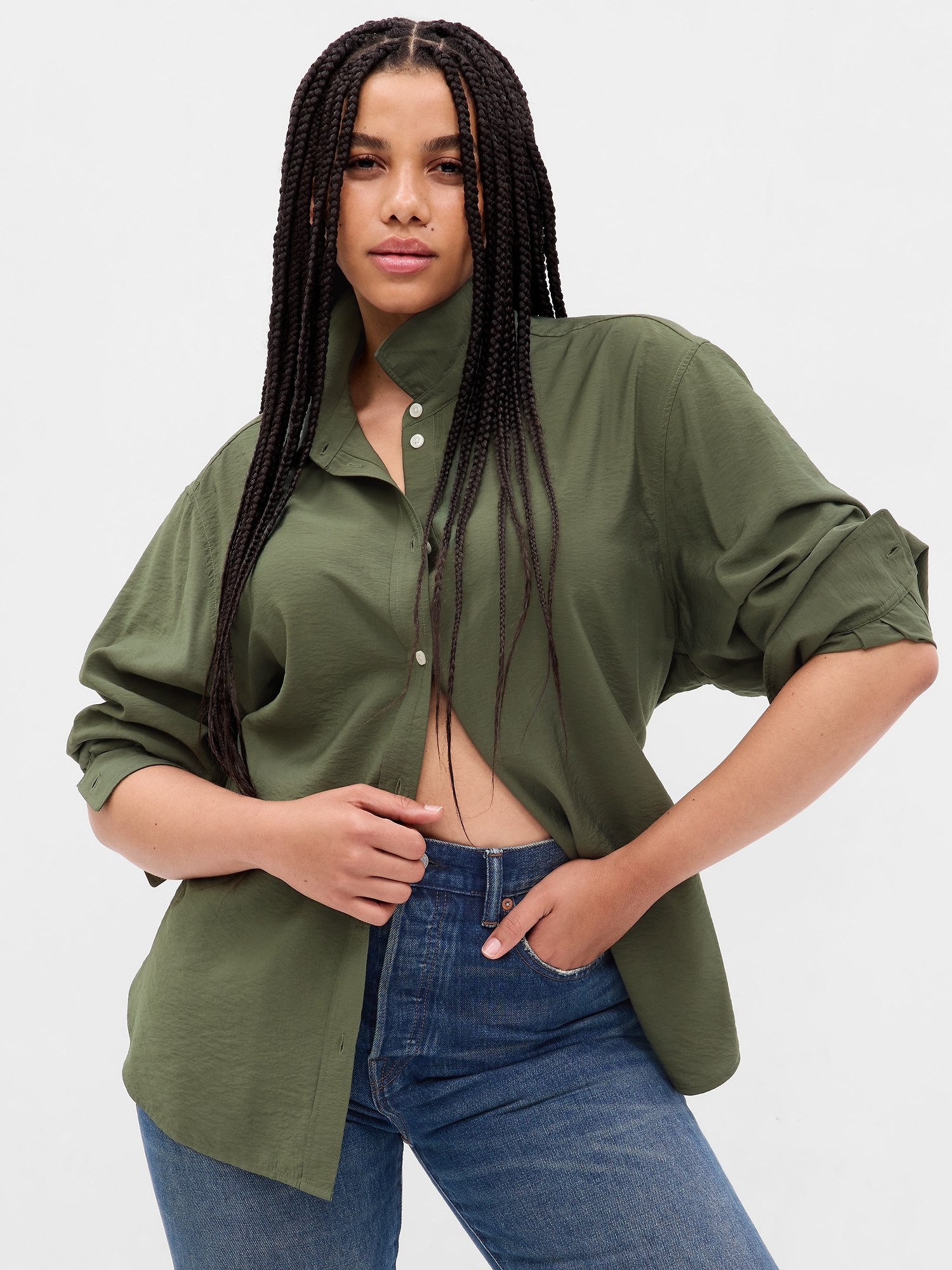 Cinch-Back Big Shirt | Gap