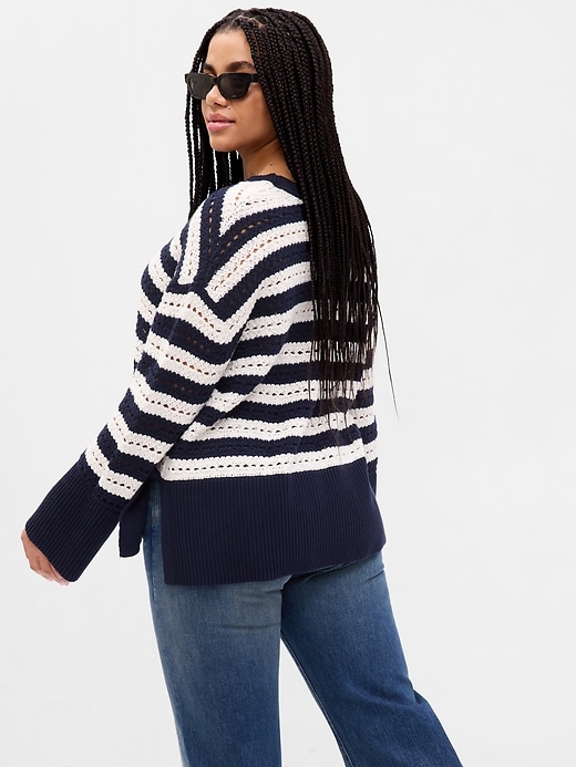 24/7 Split-Hem Crochet Sweater | Gap
