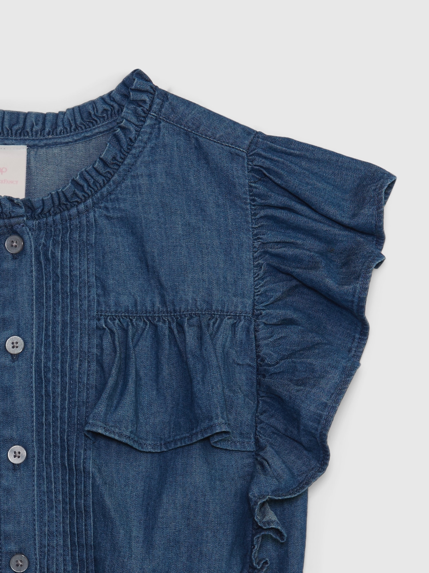 Gap × LoveShackFancy Kids Denim Ruffle Button-Front Top | Gap