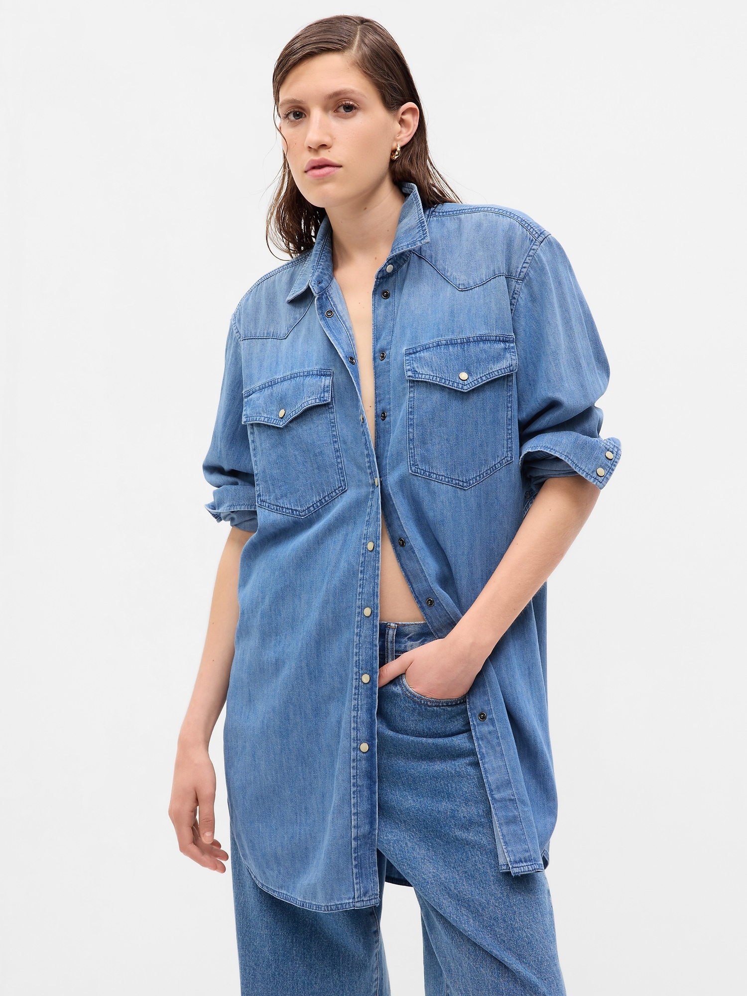 Organic Cotton Western Denim Tunic | Gap
