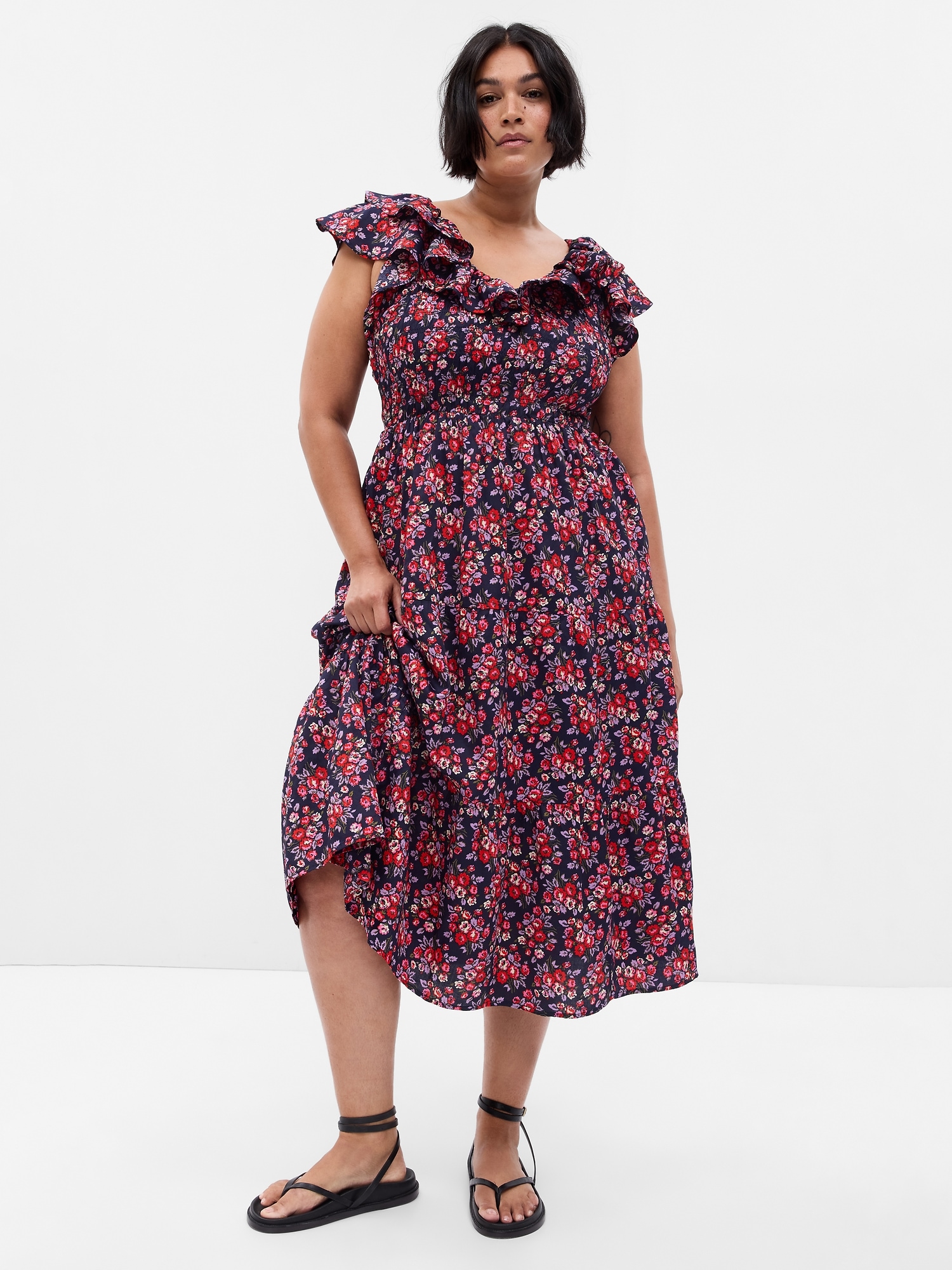 Flutter Sleeve Smocked Midi Dress | Gap