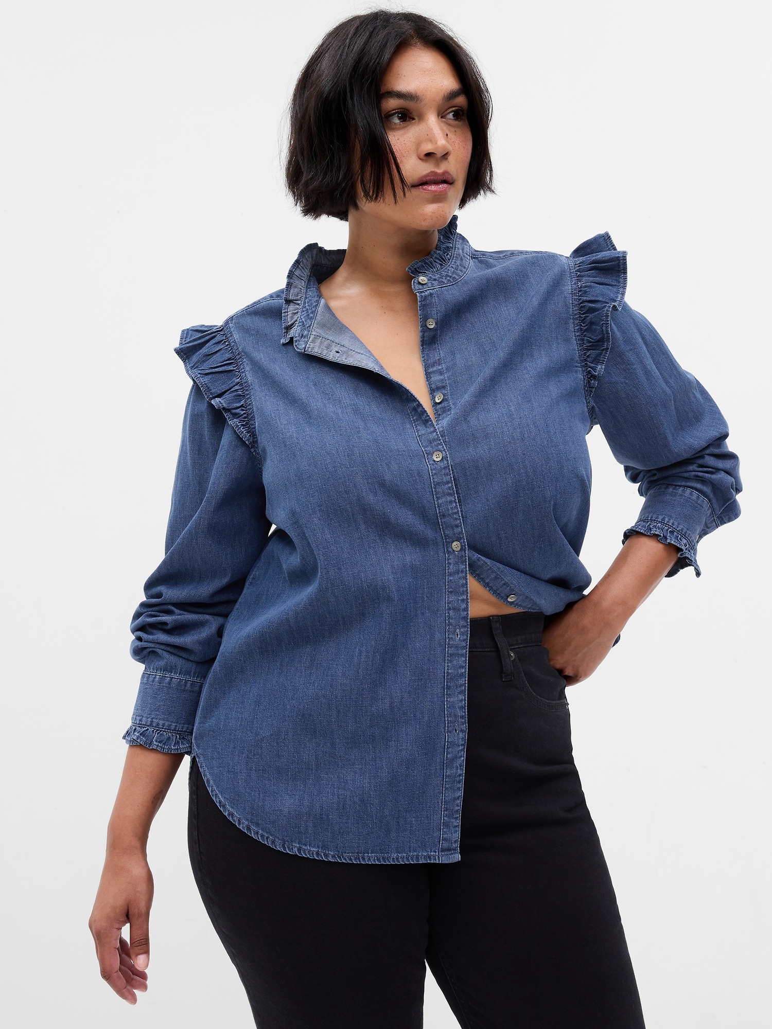 Ruffle Denim Shirt | Gap