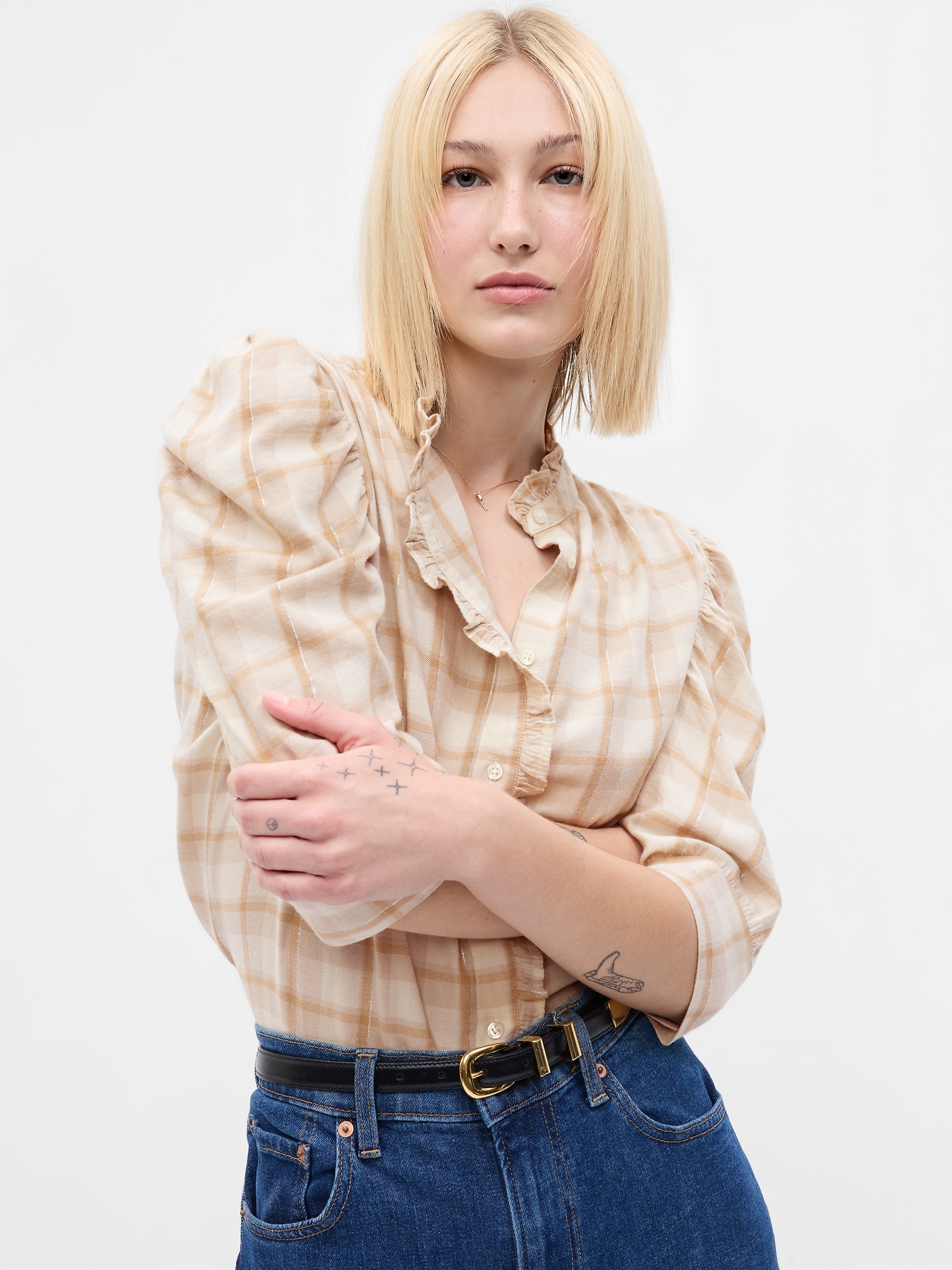 Puff Sleeve Ruffle Shirt | Gap