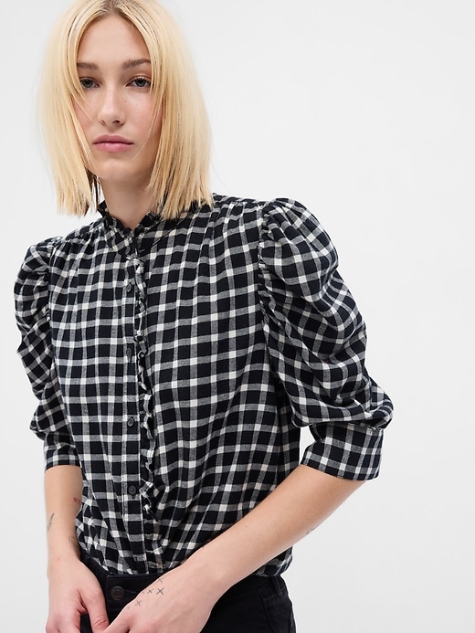 Puff Sleeve Ruffle Shirt | Gap