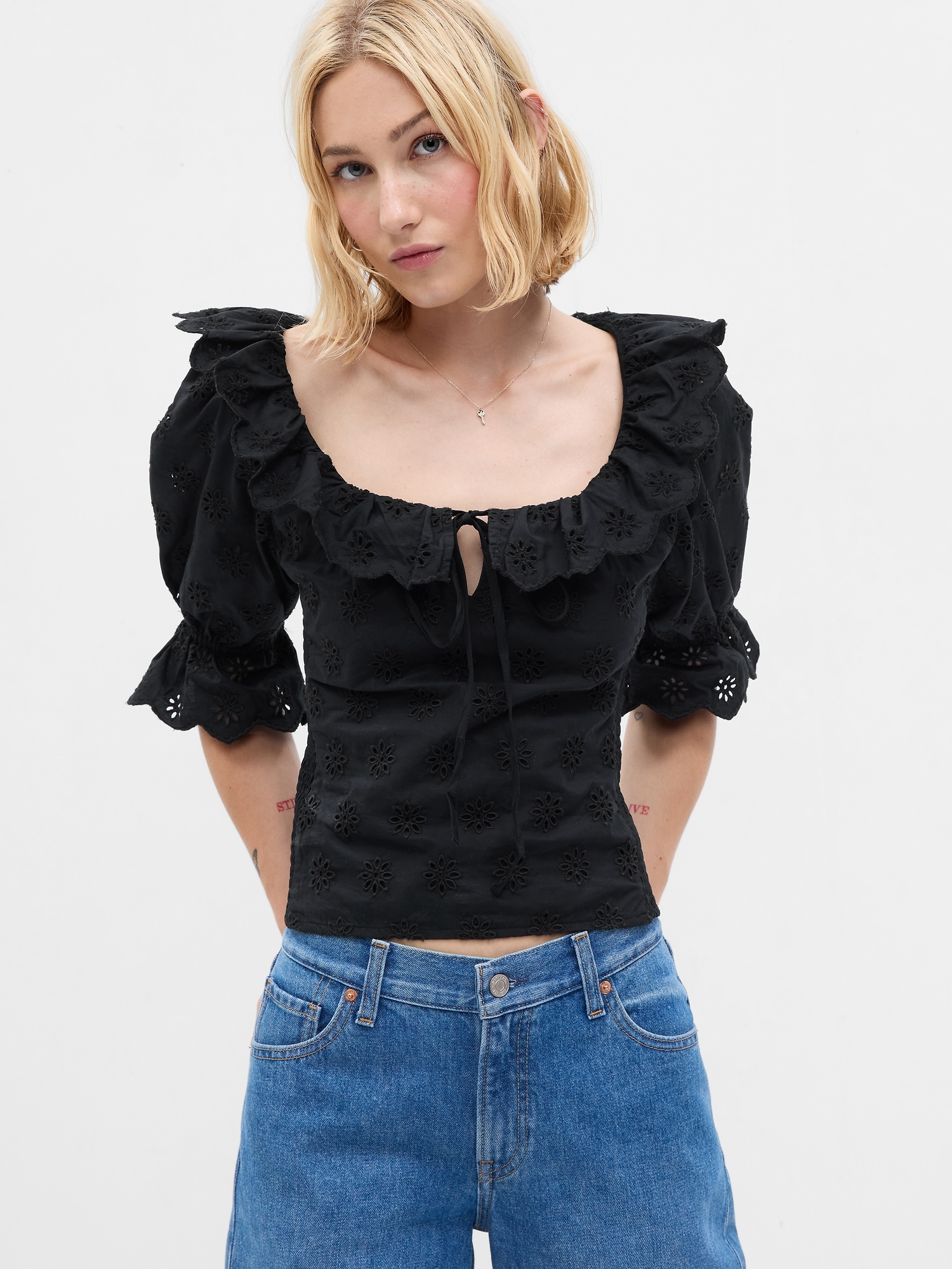 Eyelet Ruffle Top | Gap