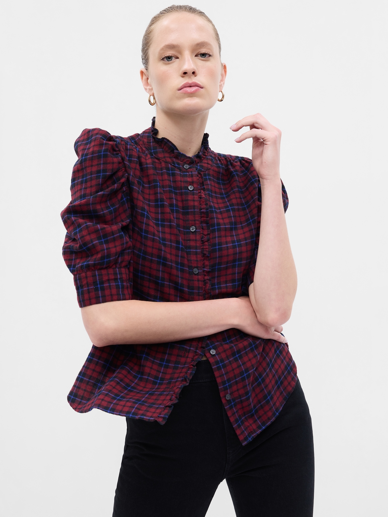 Puff Sleeve Ruffle Shirt | Gap