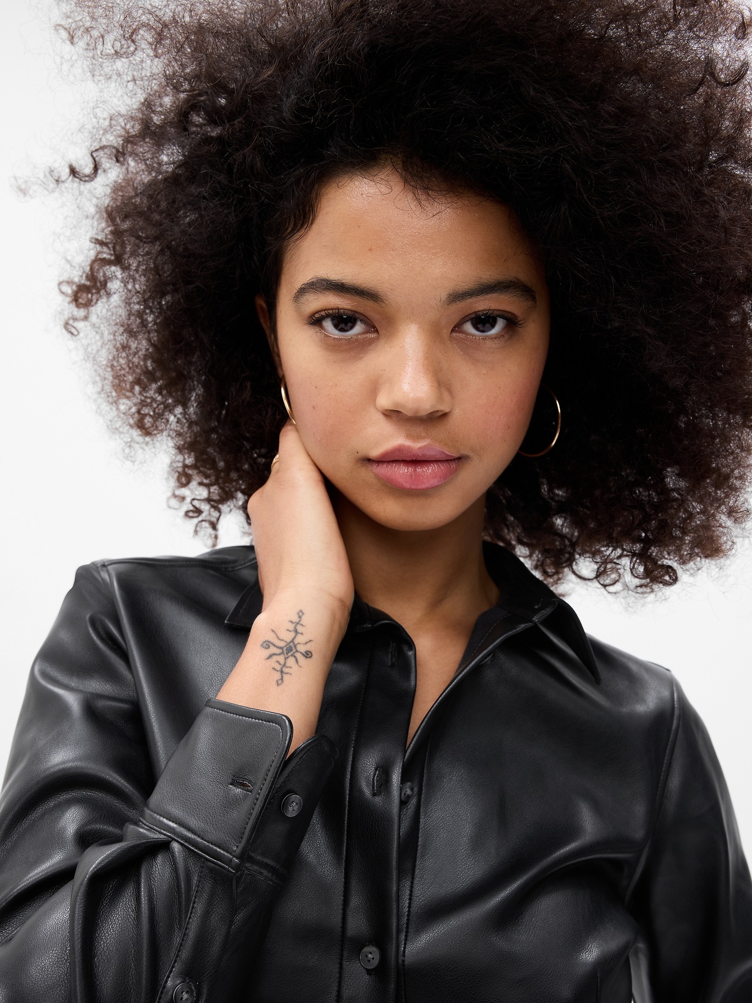 Cropped Vegan Leather Shirt Gap Cropped Vegan Leather Shirt Gap