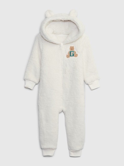 Baby & Toddler Recycled Sherpa Hoodie PJ One-Piece | Gap