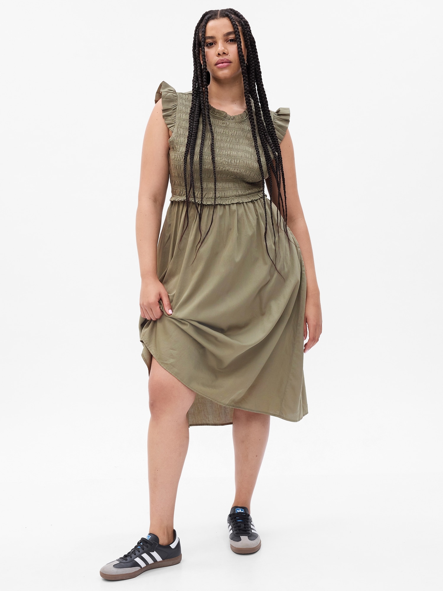 Open-Back Smocked Midi Dress | Gap