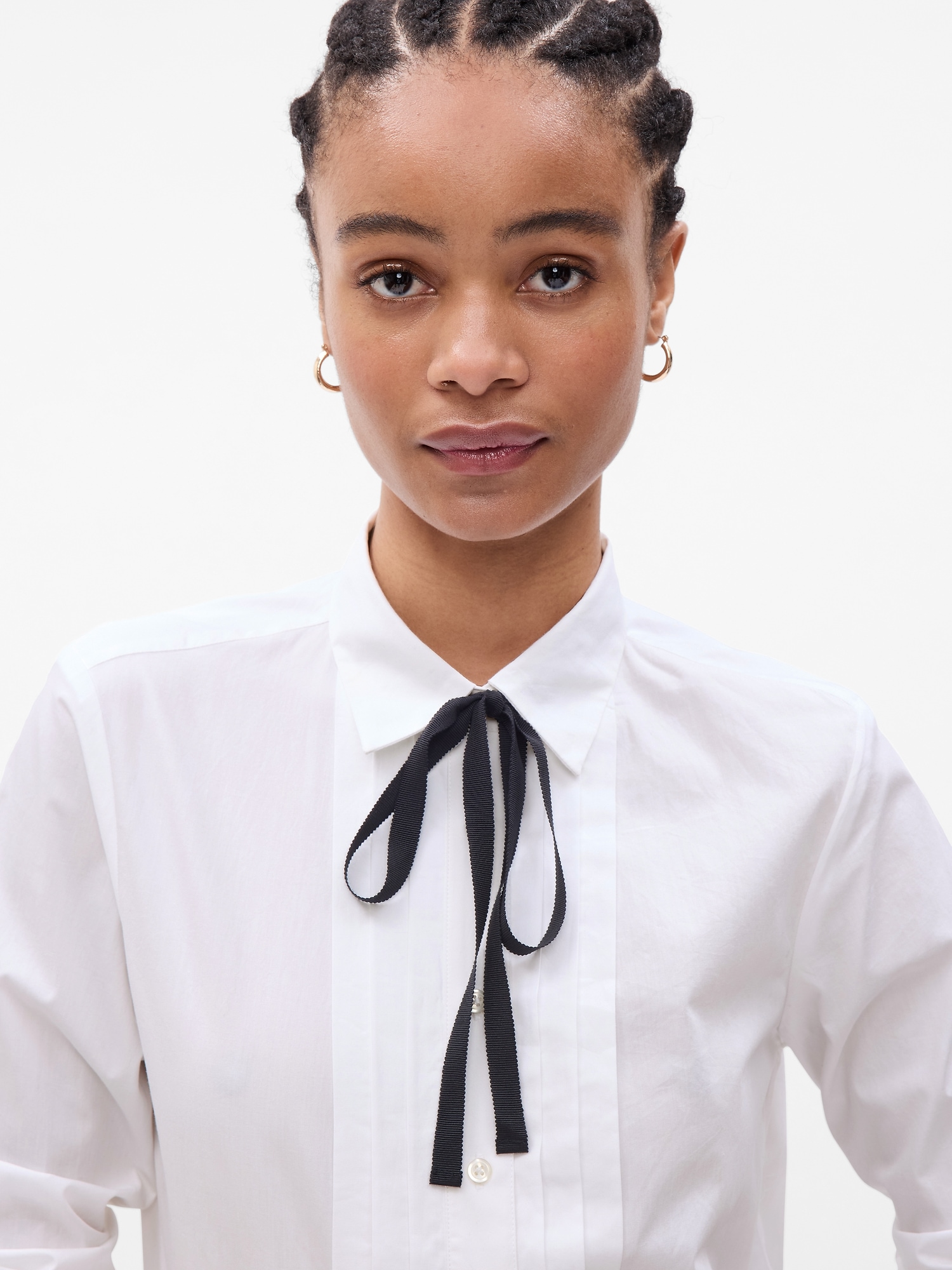 Organic Cotton Tie-Neck Pintuck Perfect Shirt | Gap