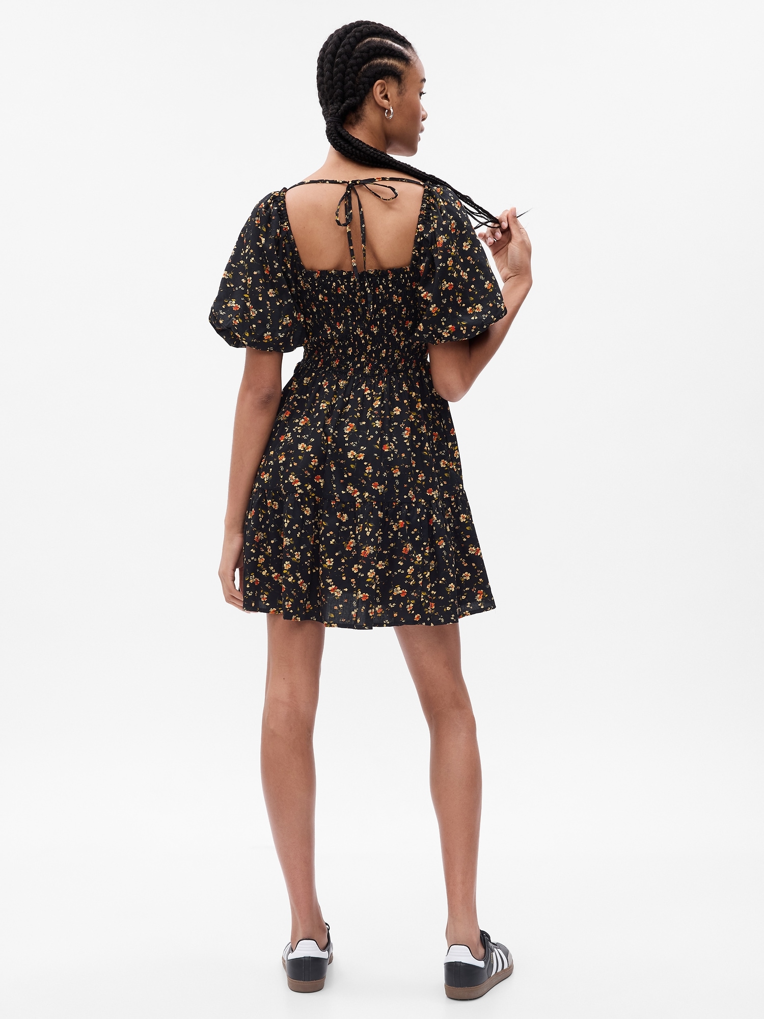 Puff Sleeve Smocked Mini Dress Gap