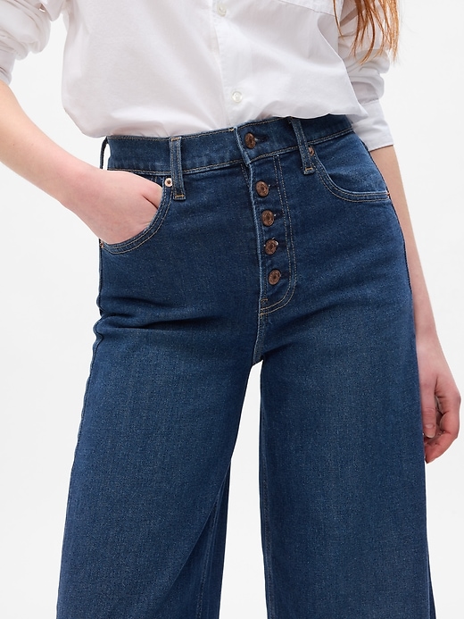 High Rise Stride Wide-Leg Ankle Jeans | Gap