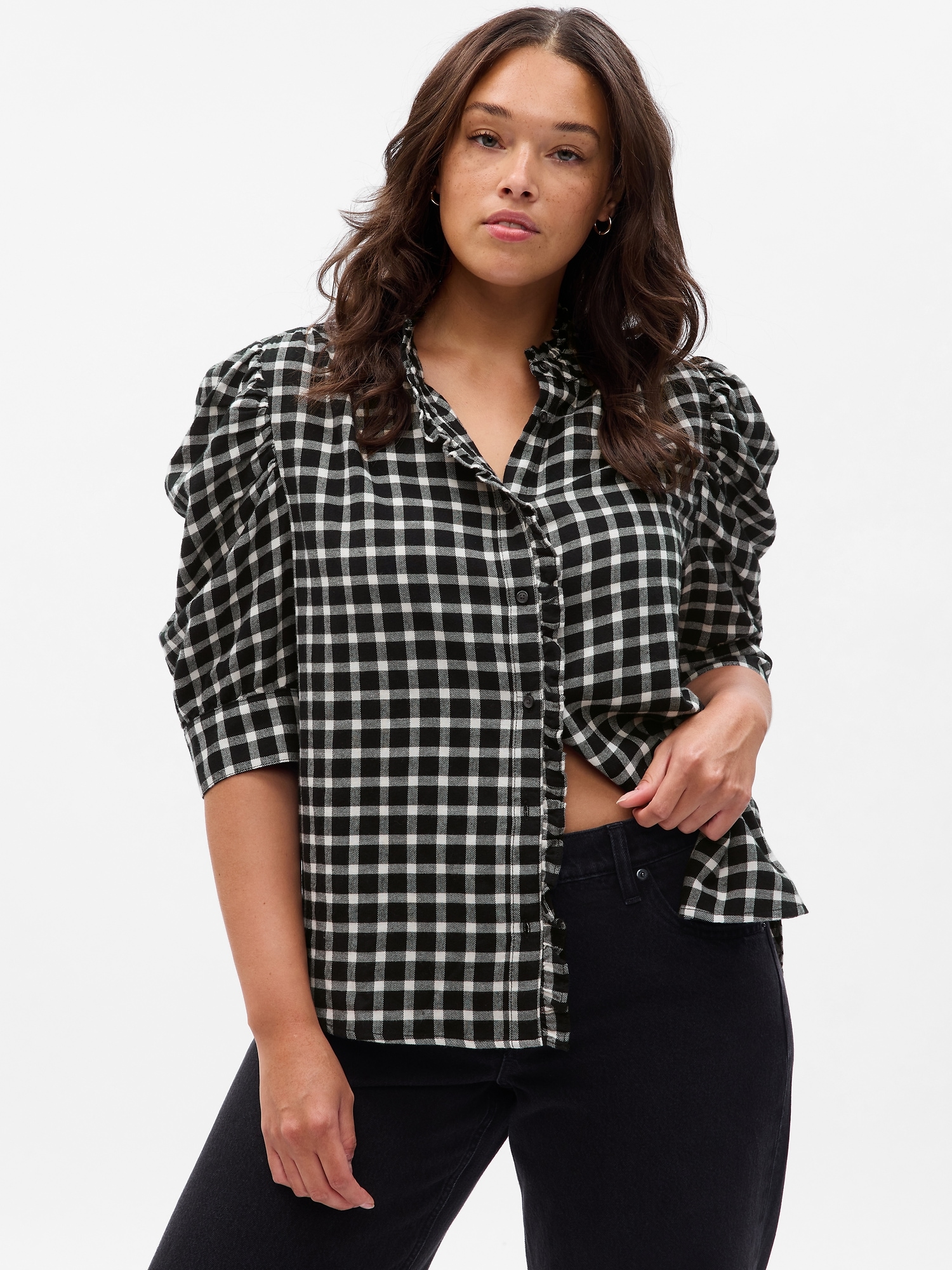 Puff Sleeve Ruffle Shirt | Gap