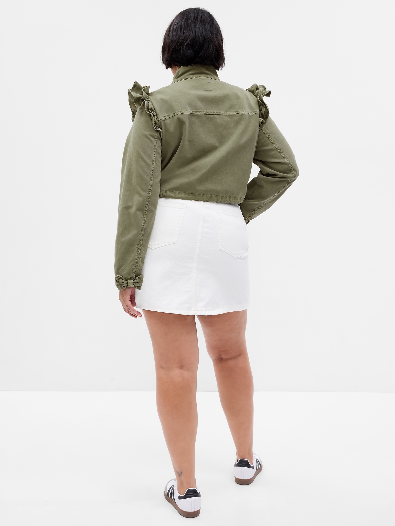 Gap × LoveShackFancy Ruffle Cropped Utility Jacket | Gap