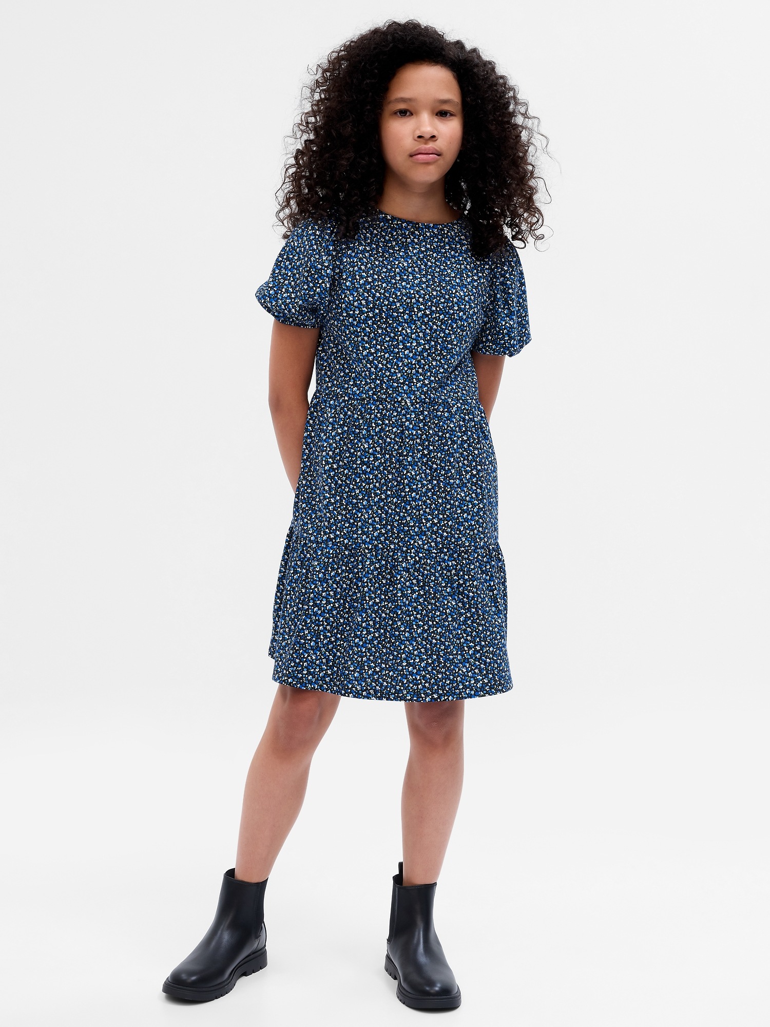 Kids Puff Sleeve Tiered Dress | Gap