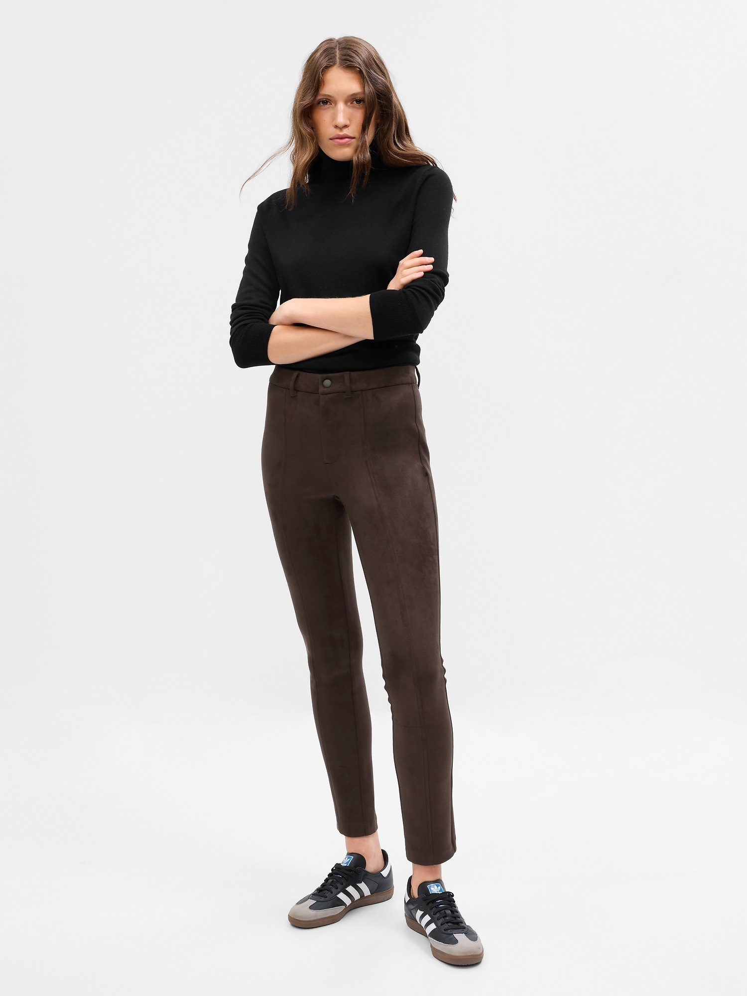 Mid Rise Vegan Suede Skinny Pants Gap