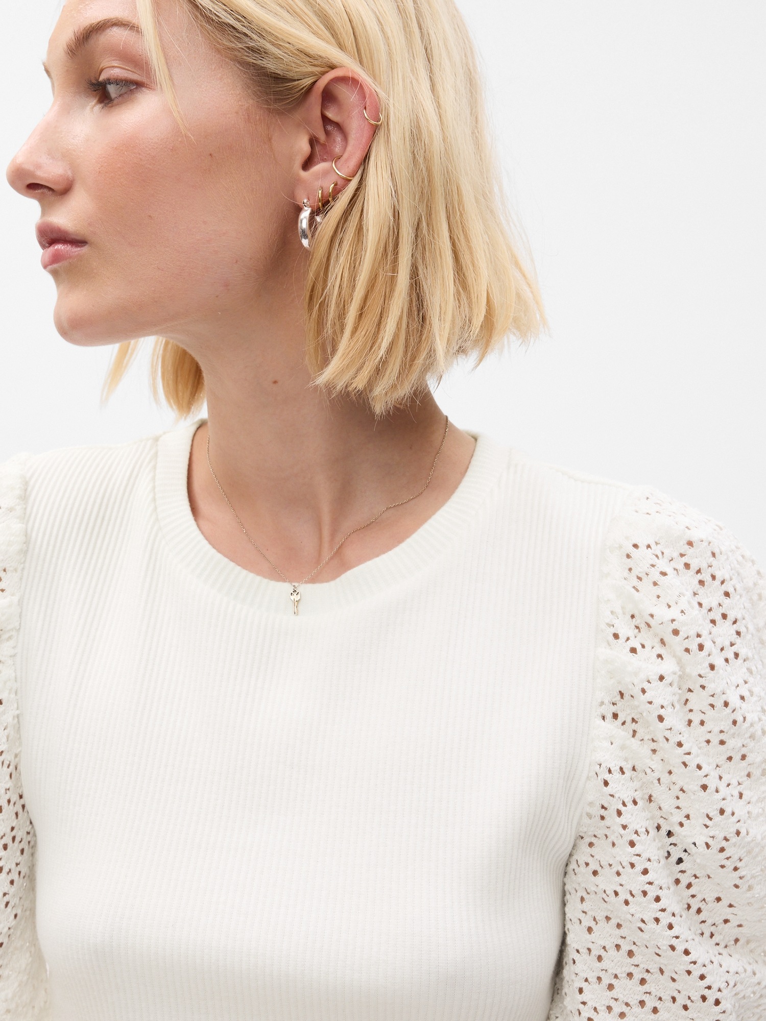 Puff Sleeve Rib T-Shirt | Gap