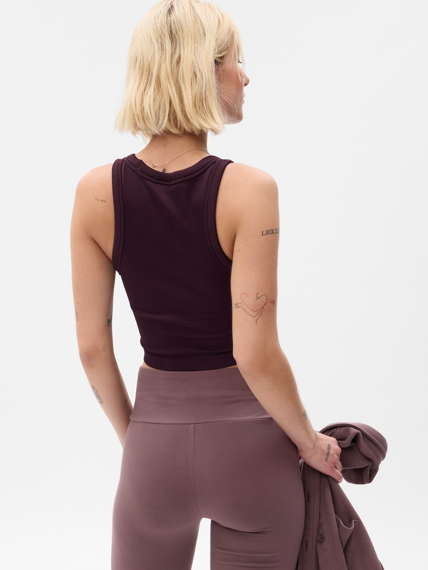 GapFit Seamless Rib Cropped Halter Tank Top | Gap