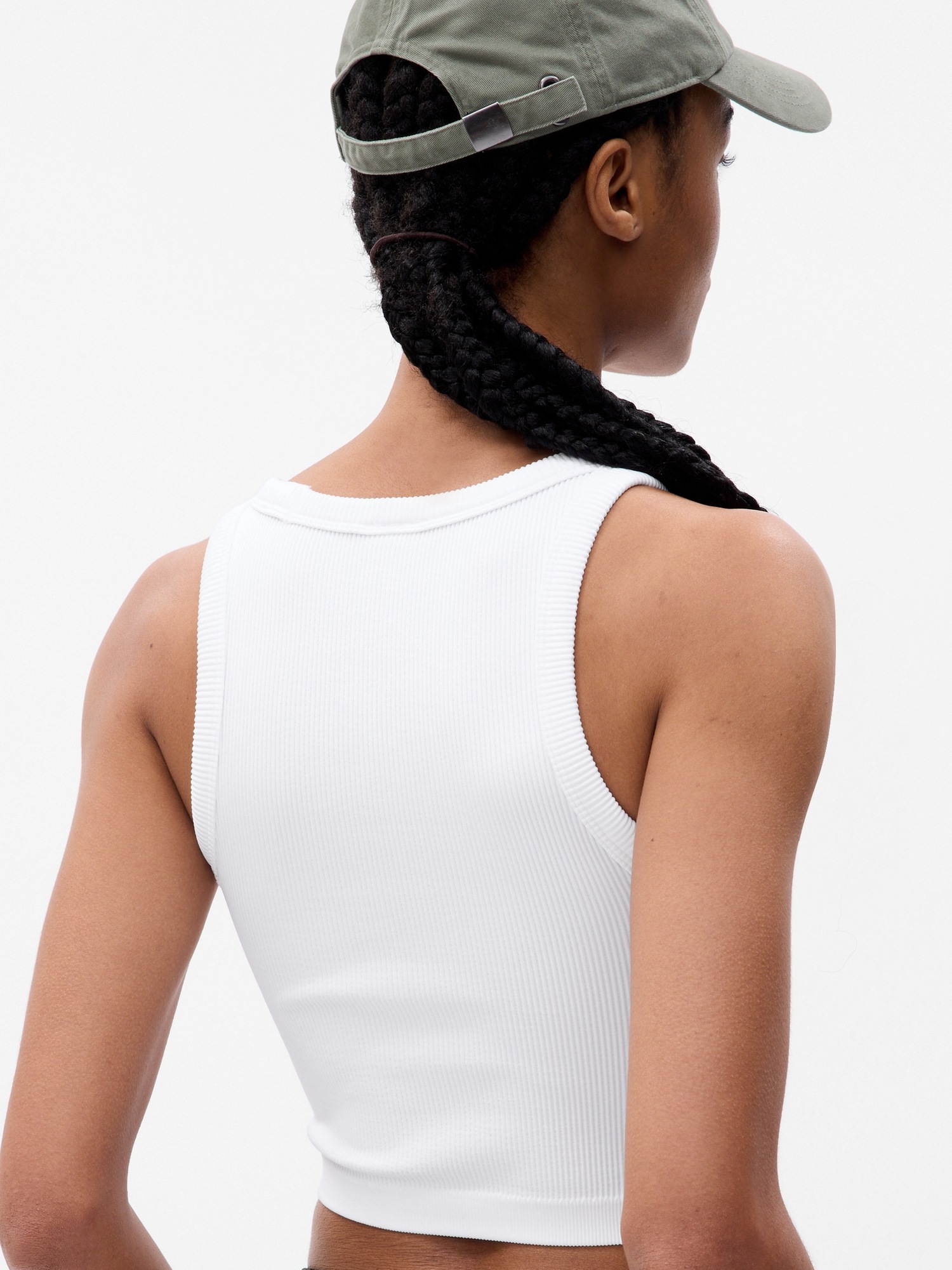 GapFit Seamless Rib Cropped Halter Tank Top | Gap