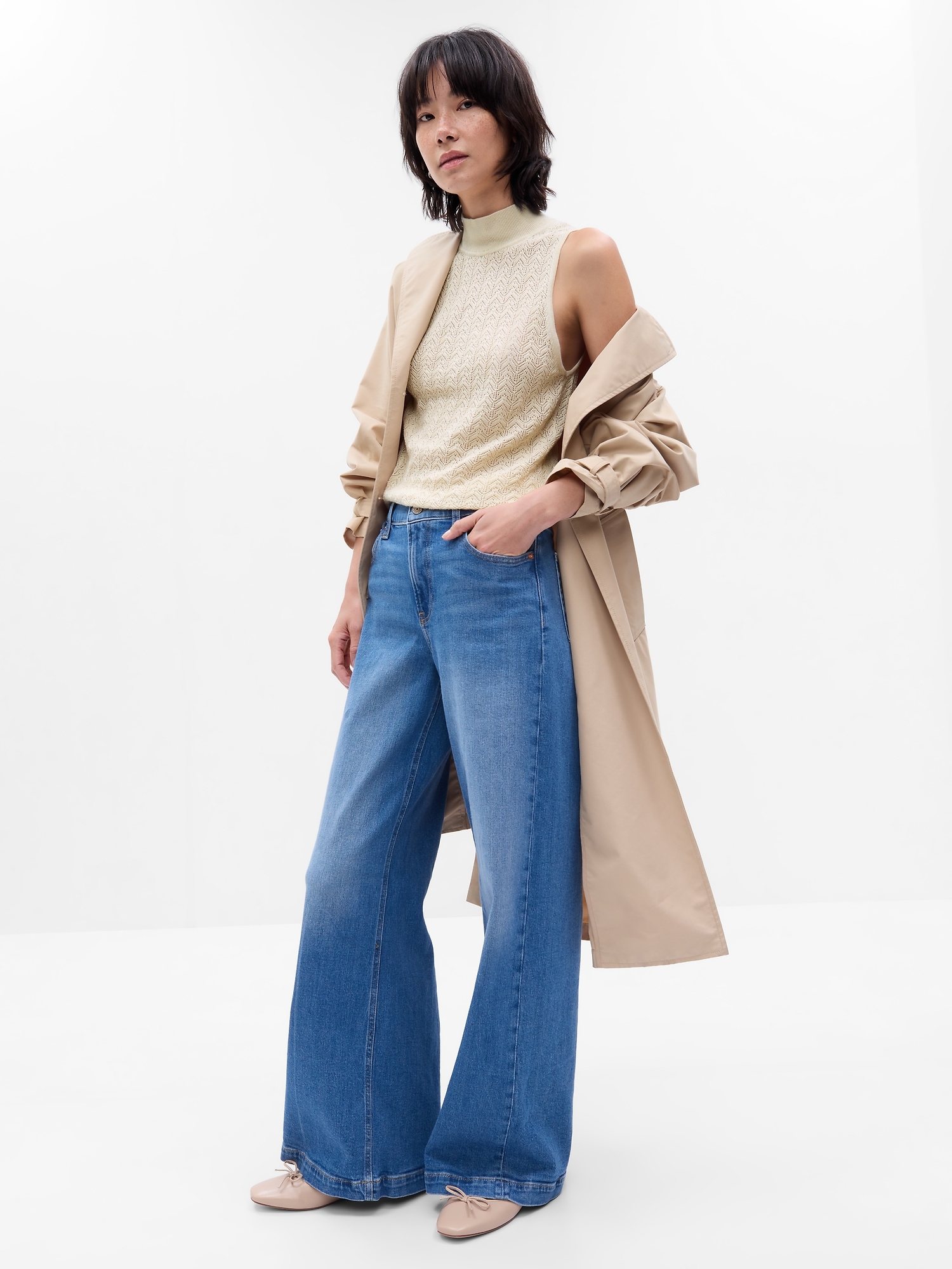 Pointelle Mockneck Sweater Tank | Gap