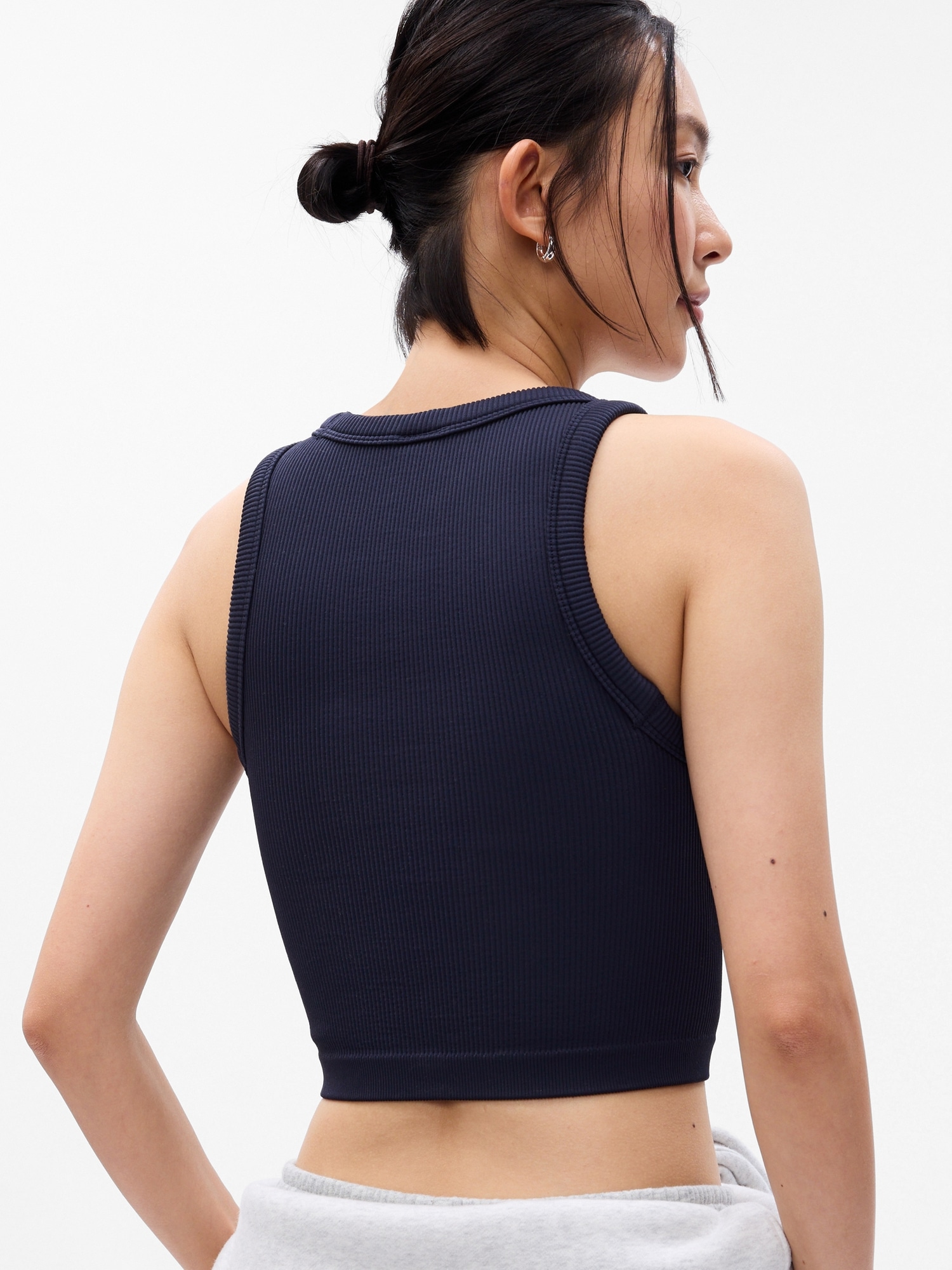 GapFit Seamless Rib Cropped Halter Tank Top | Gap